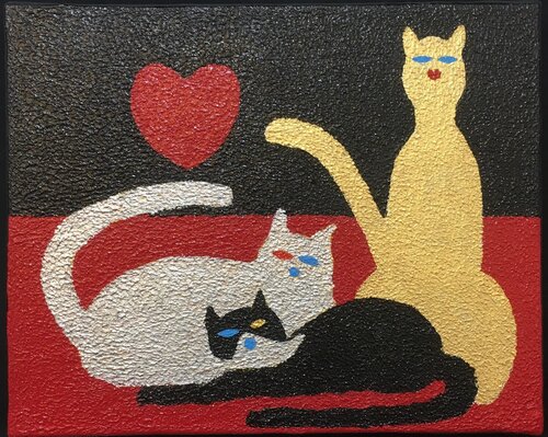 Cat family de Tatsuya Nishimura (2020): Pintura Acrílico - Singulart