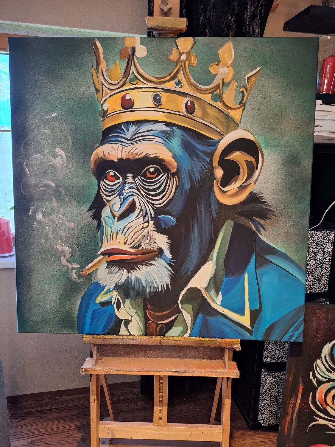 Crown Monkey von Marcell Dergecz (2025): Malerei Acryl, Farbspray auf ...