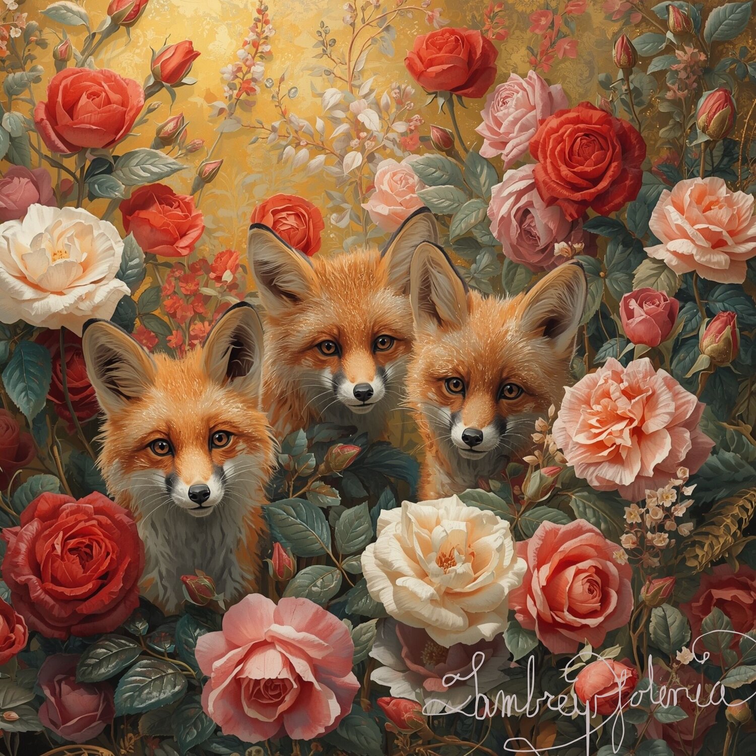 Foxes in the Twilight by Tambrey Daggett (2025) : Painting Acrylic, Watercolor on Canvas - Singulart