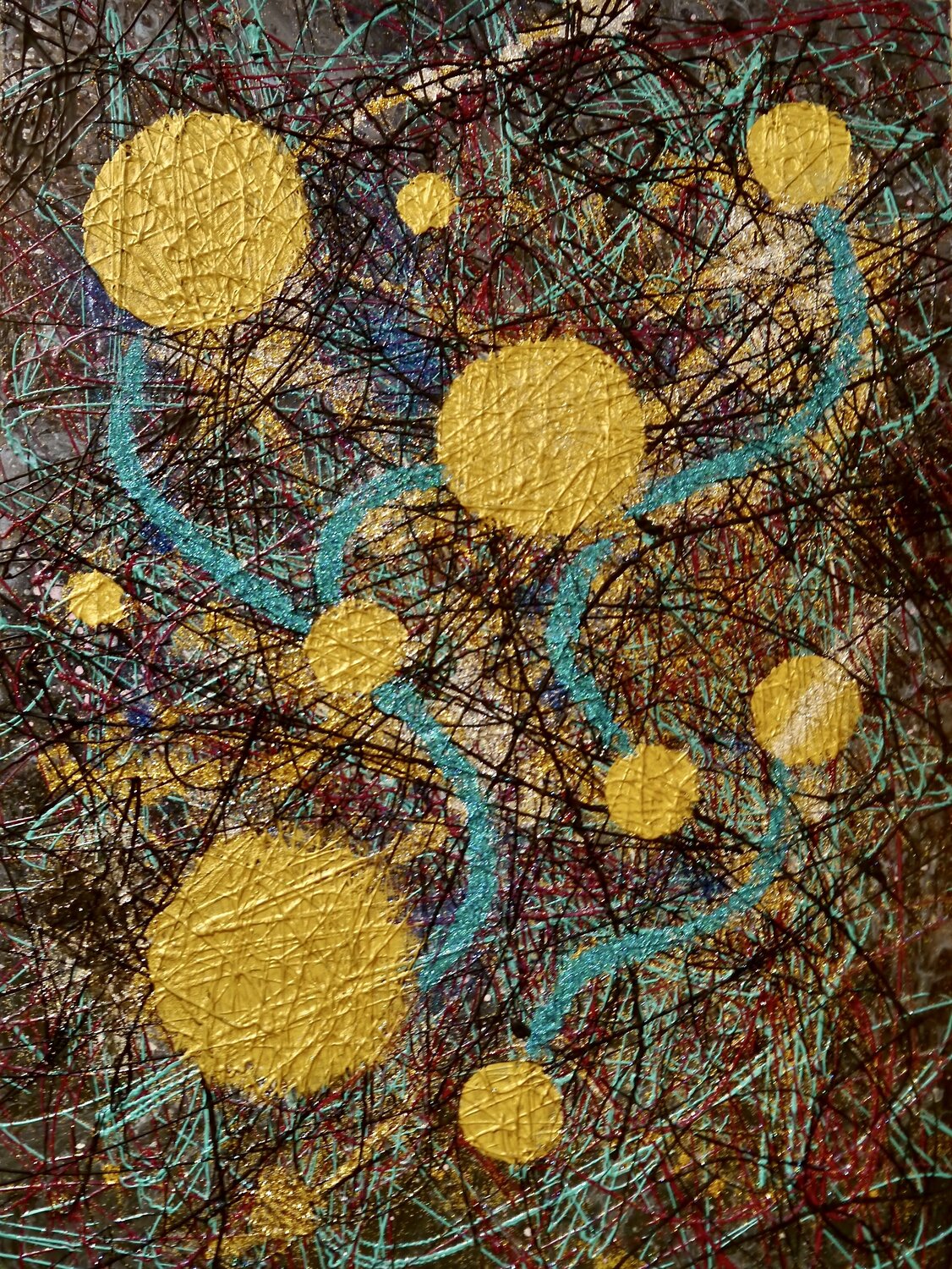 Kosmos – Chaotische Ordnung by Anja Semling (2025) : Painting Acrylic, Gilding on Canvas - Singulart