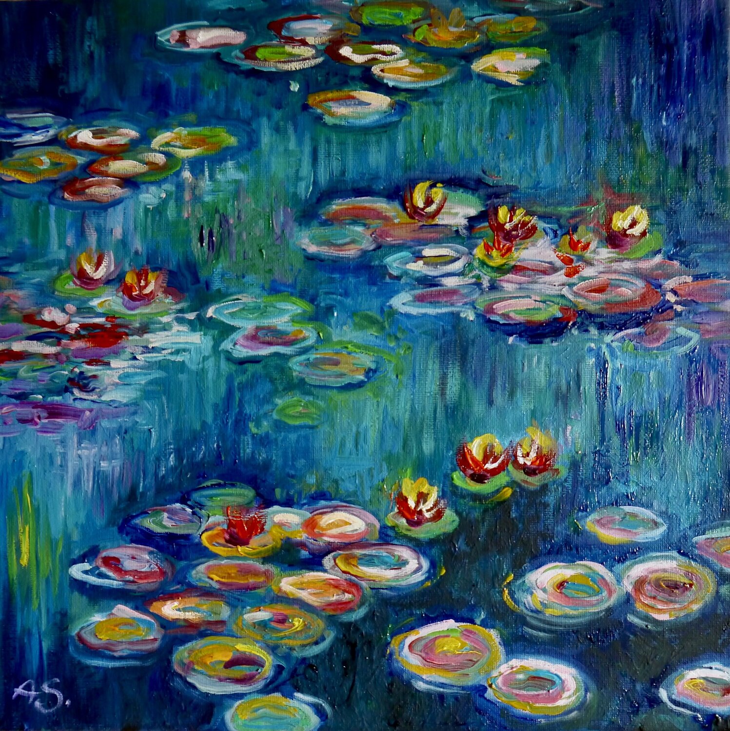 Seerosen á la Monet by Anja Semling (2025) : Painting Oil on Canvas - Singulart