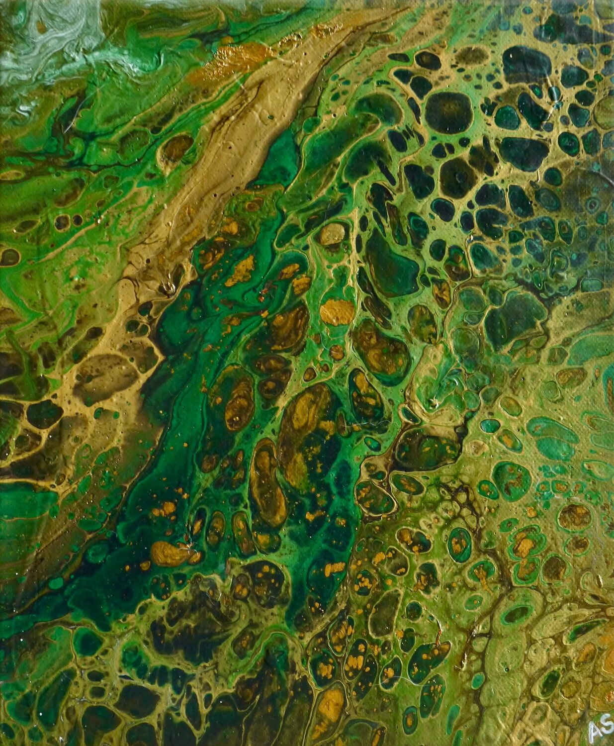 Moos-Geflüster ( Fluid Art ) by Anja Semling (2026) : Painting Acrylic ...