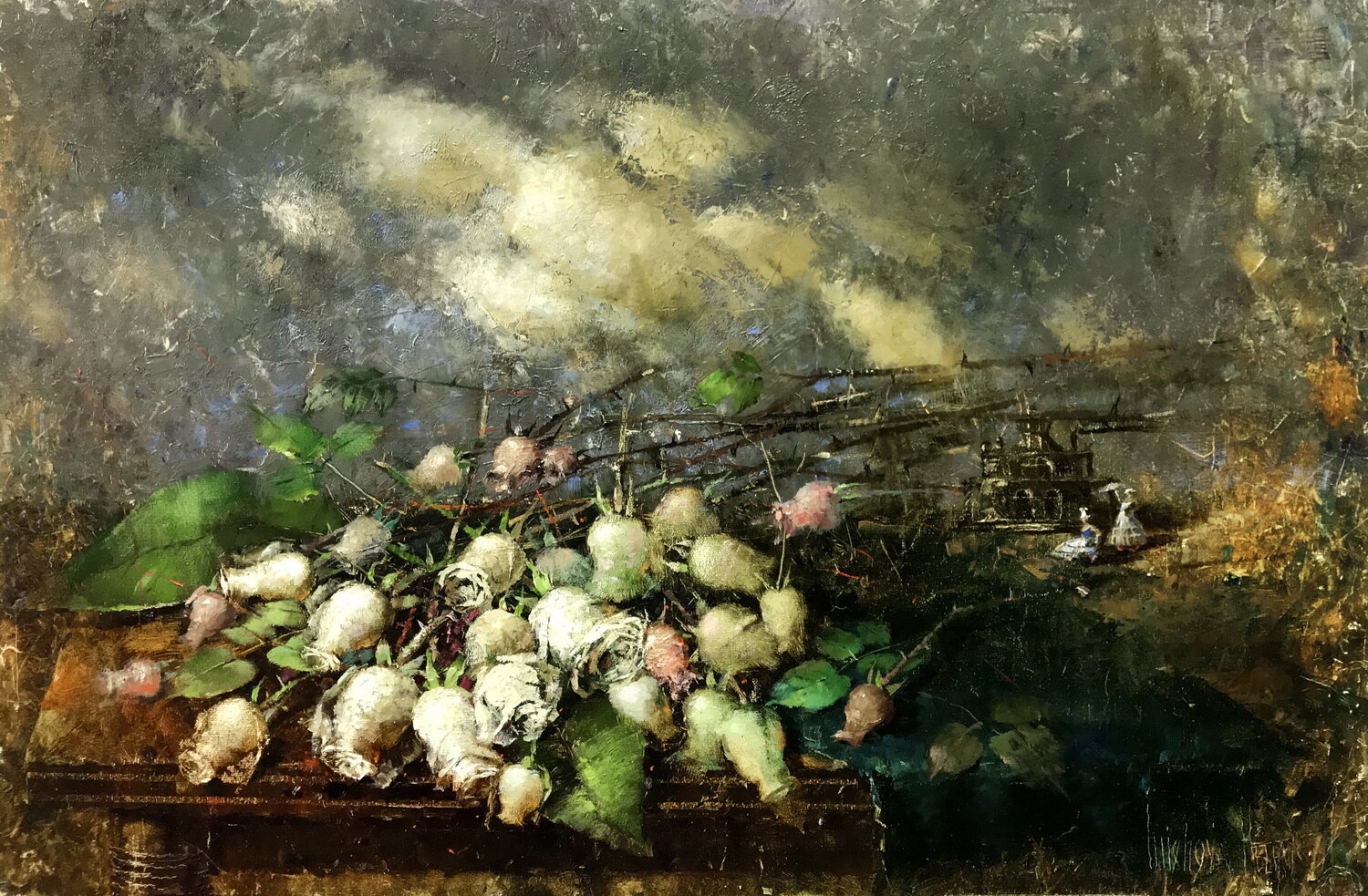 A Bunch of White Roses by Helen Illichova (2016) : Painting Oil on ...