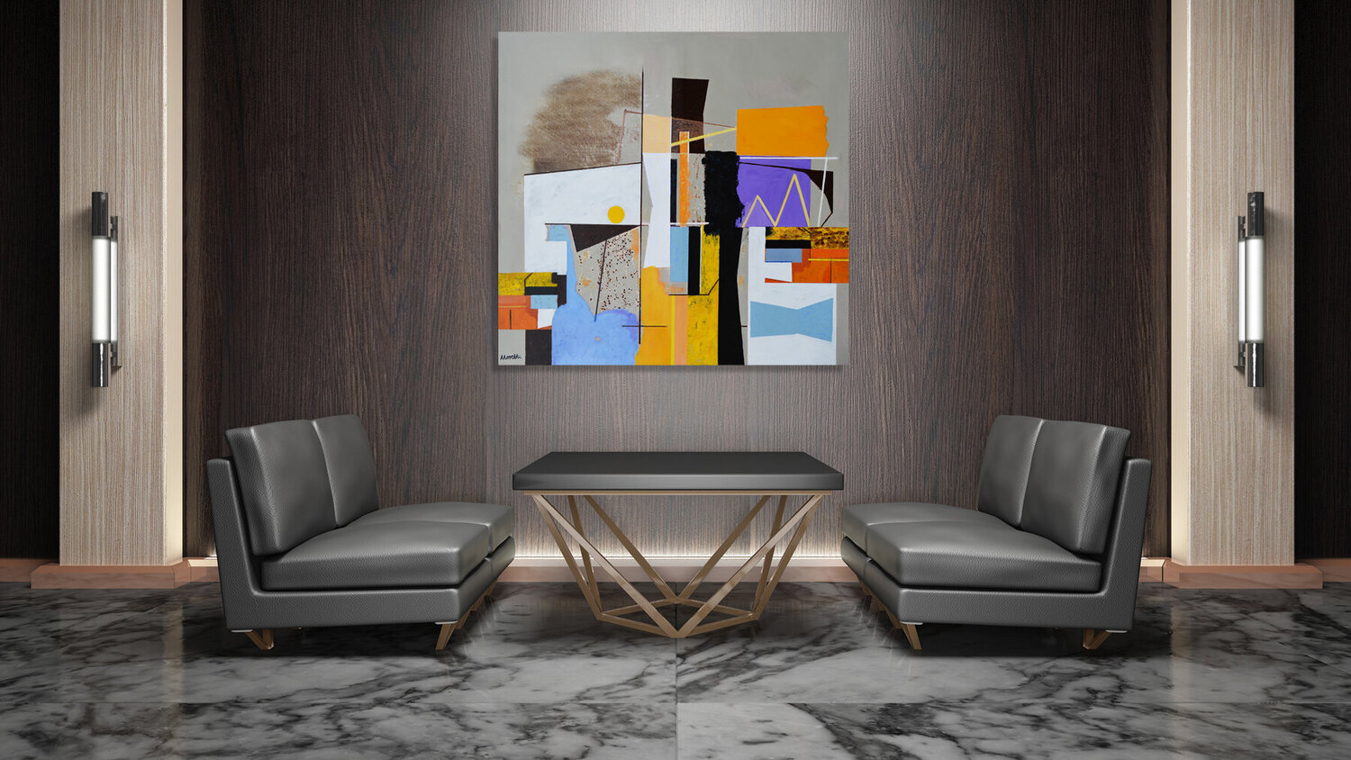 Geometric story by Maria Moretti (2022) : Painting Oil on Canvas ...