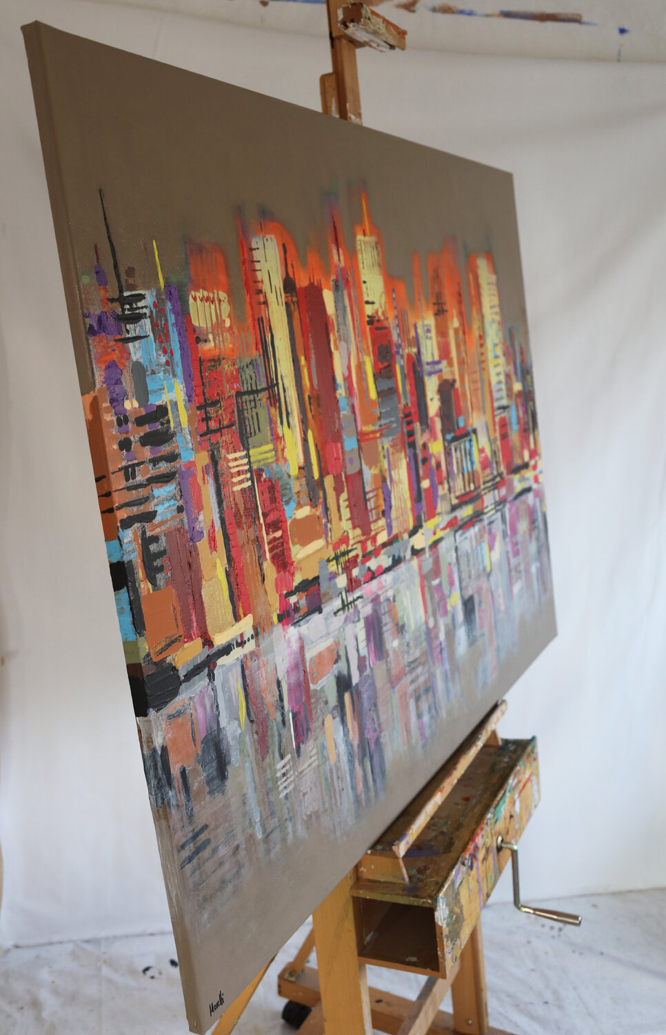 City on the river by Maria Moretti (2023) : Painting Oil on Canvas ...