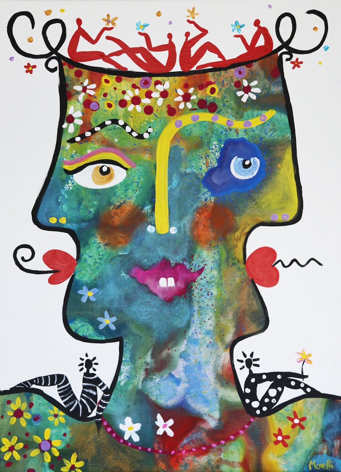 Modern head 2 by Maria Moretti (2022) : Painting Acrylic, Oil on Canvas ...