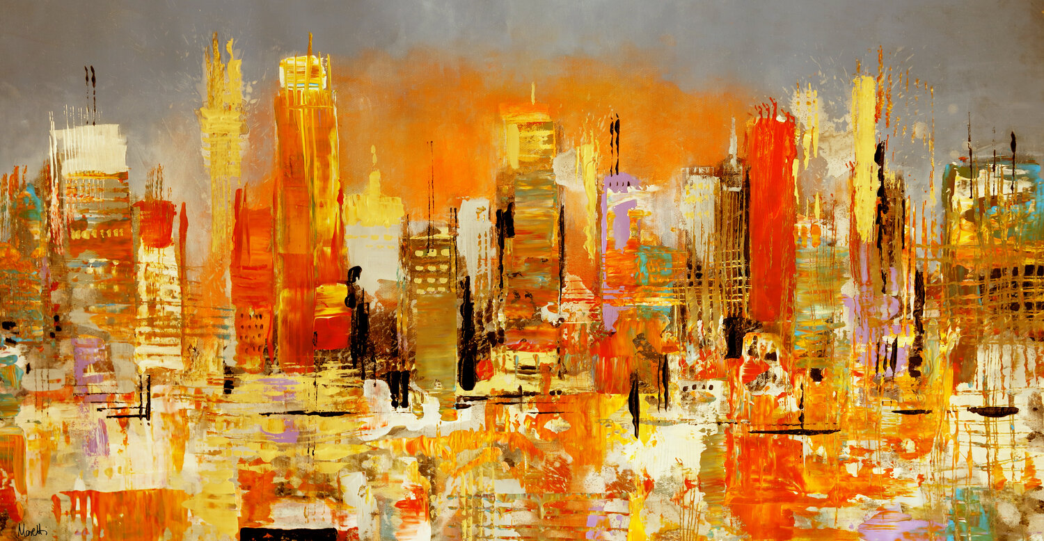 Sunset in the city by Maria Moretti (2022) : Painting Oil on Canvas ...