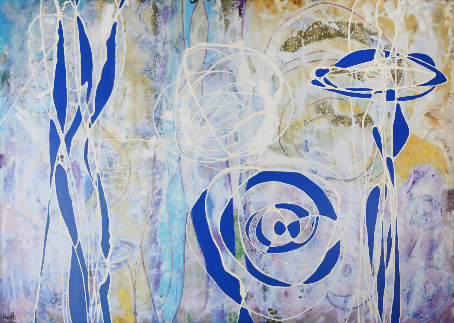 Le trois bleus by Maria Moretti (2020) : Painting Acrylic, Oil on ...