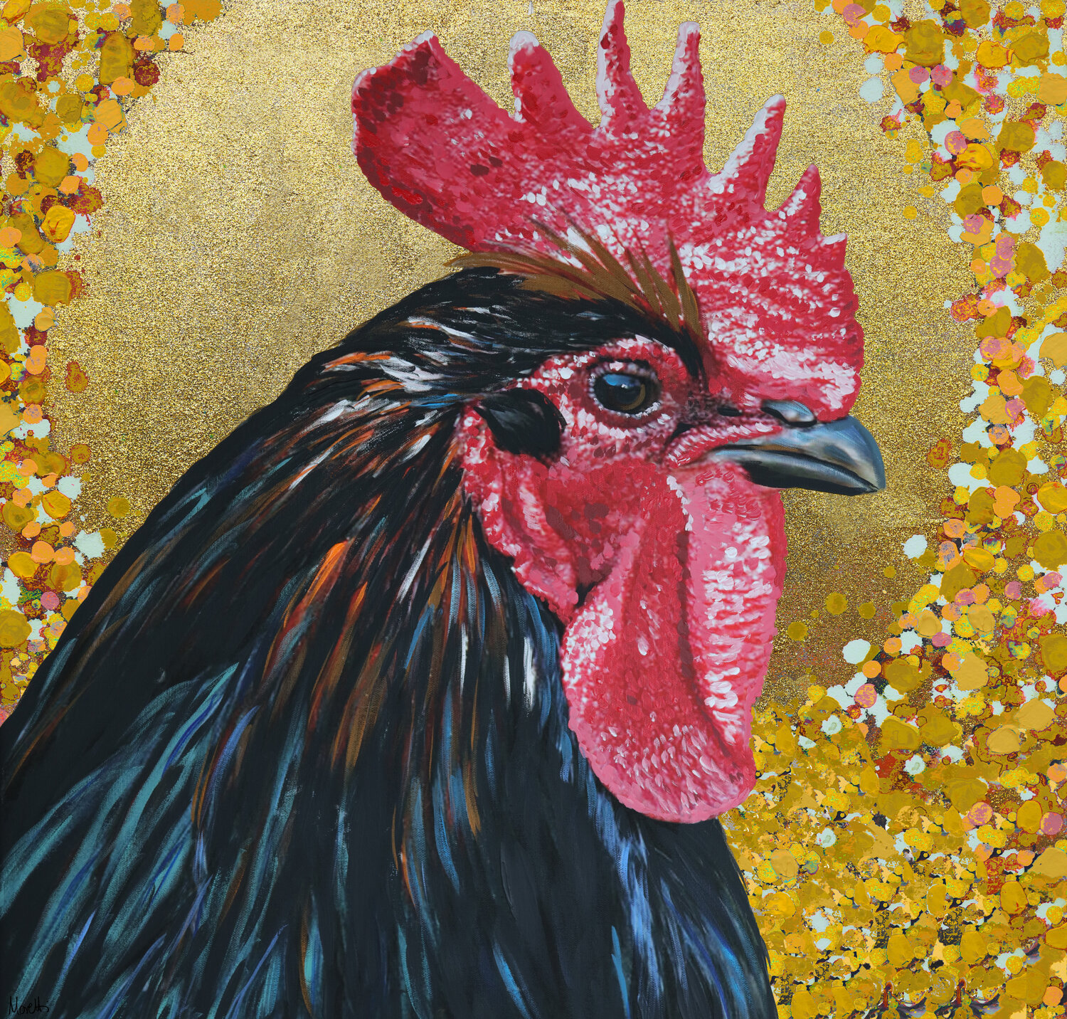 Black rooster by Maria Moretti (2023) : Painting Oil, Lacquer on Canvas ...