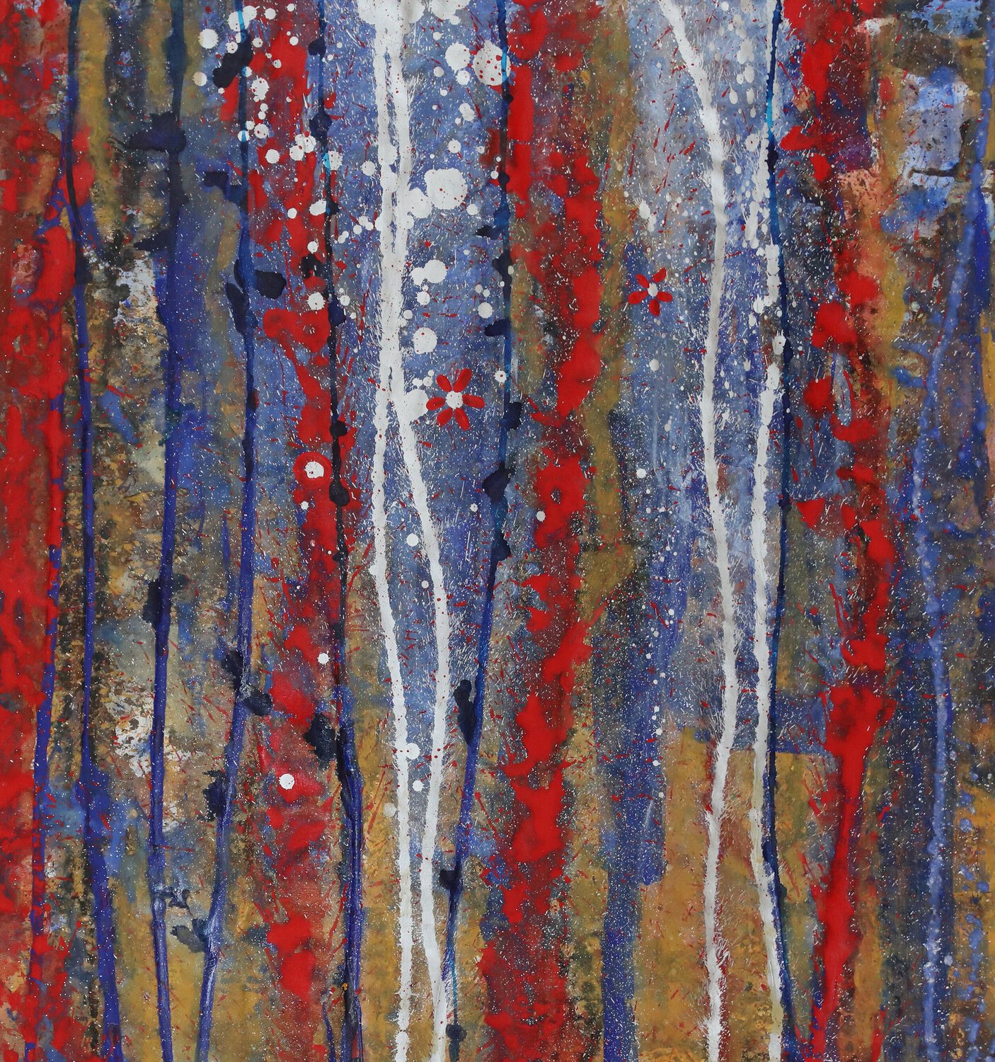 Blue silver red by Maria Moretti (2023) : Painting Acrylic, Oil on ...