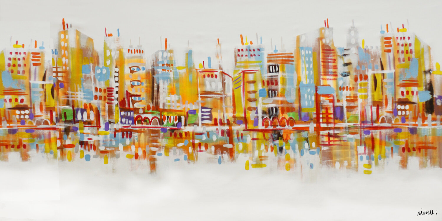 Colorful City by Maria Moretti (2023) : Painting Oil on Canvas - Singulart