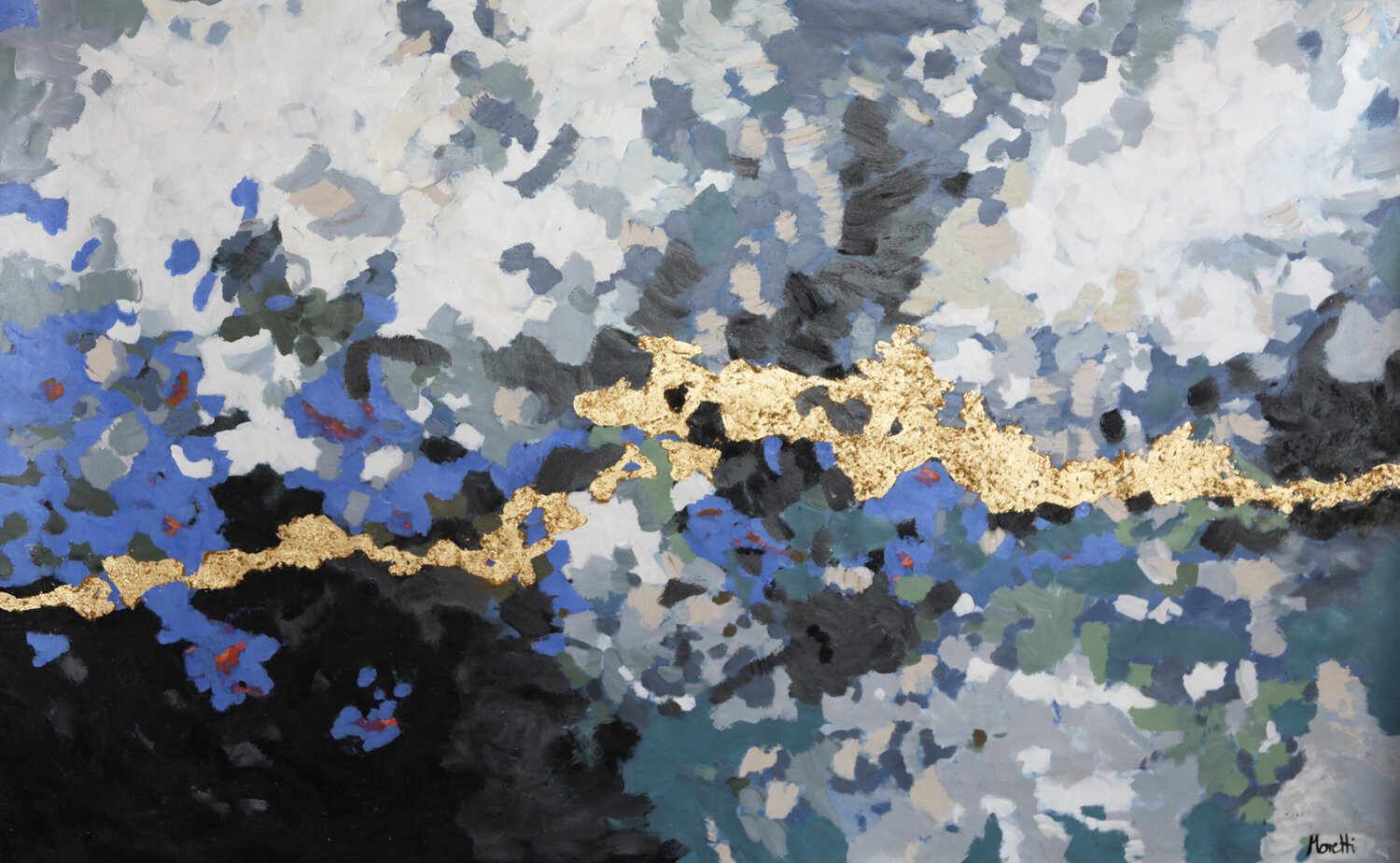 Golden Line by Maria Moretti (2023) : Painting Acrylic, Oil on Canvas ...