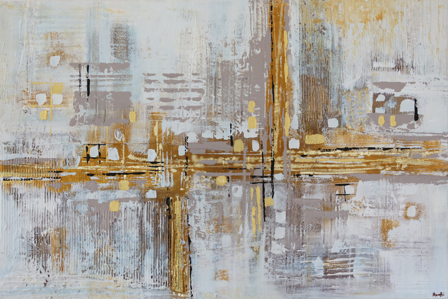 Golden Memory by Maria Moretti (2023) : Painting Acrylic, Collage on ...