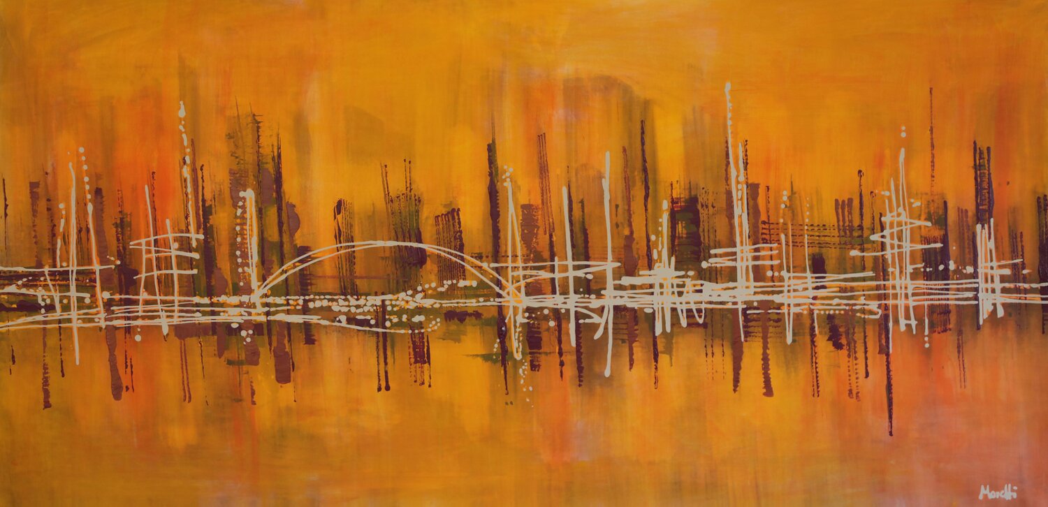 Sunset City de Maria Moretti (2023) : Peinture Acrylique, Huile sur ...