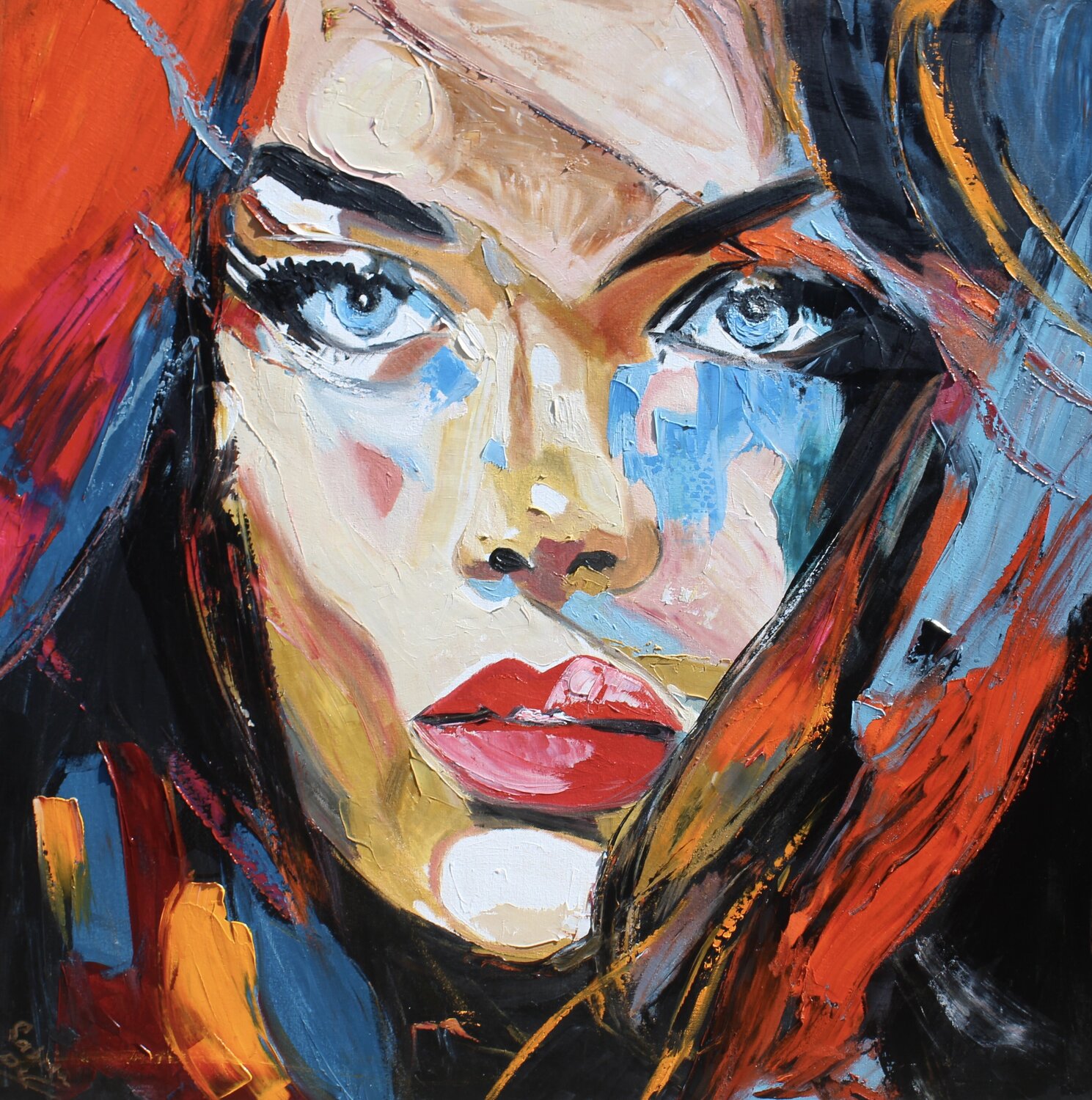 Serenity original oil painting on canvas 100 x 100cm woman’s portrait ...