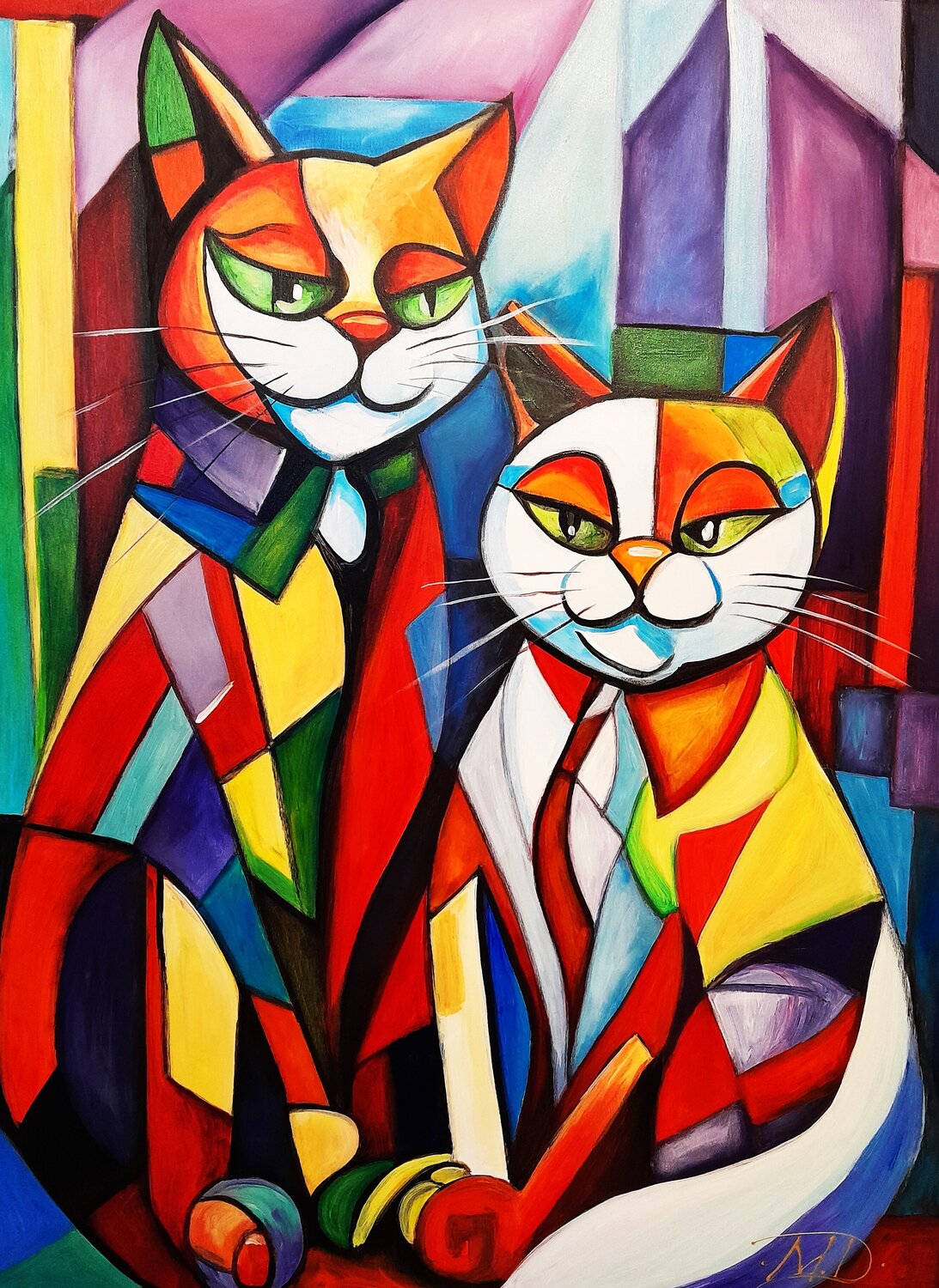 Funny cats by Denis Mihai (2025) : Painting Acrylic on Canvas - Singulart