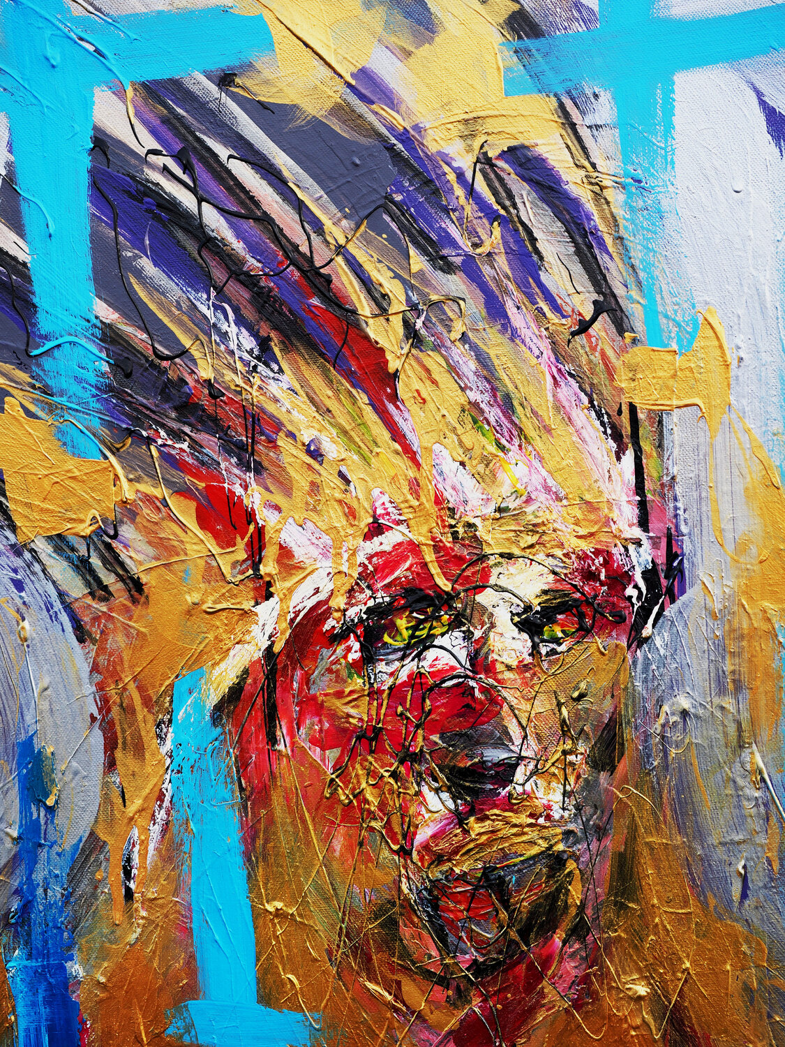 Hereje entre cruces von Ian Mont (2025): Malerei Acryl, Öl auf Leinwand ...