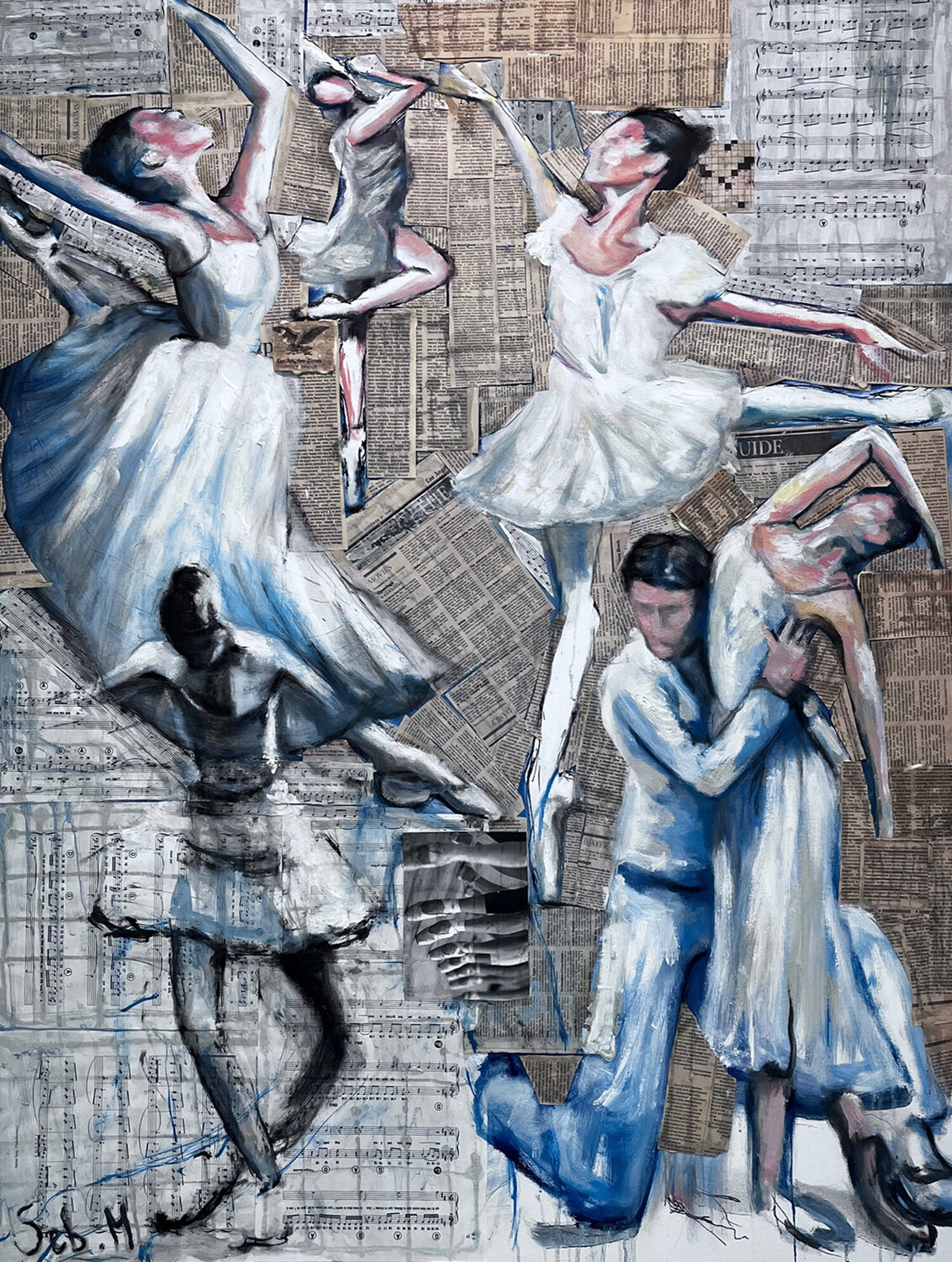Ballet Medley by Sebastien Montel (2019) : Painting Oil, Collage on ...