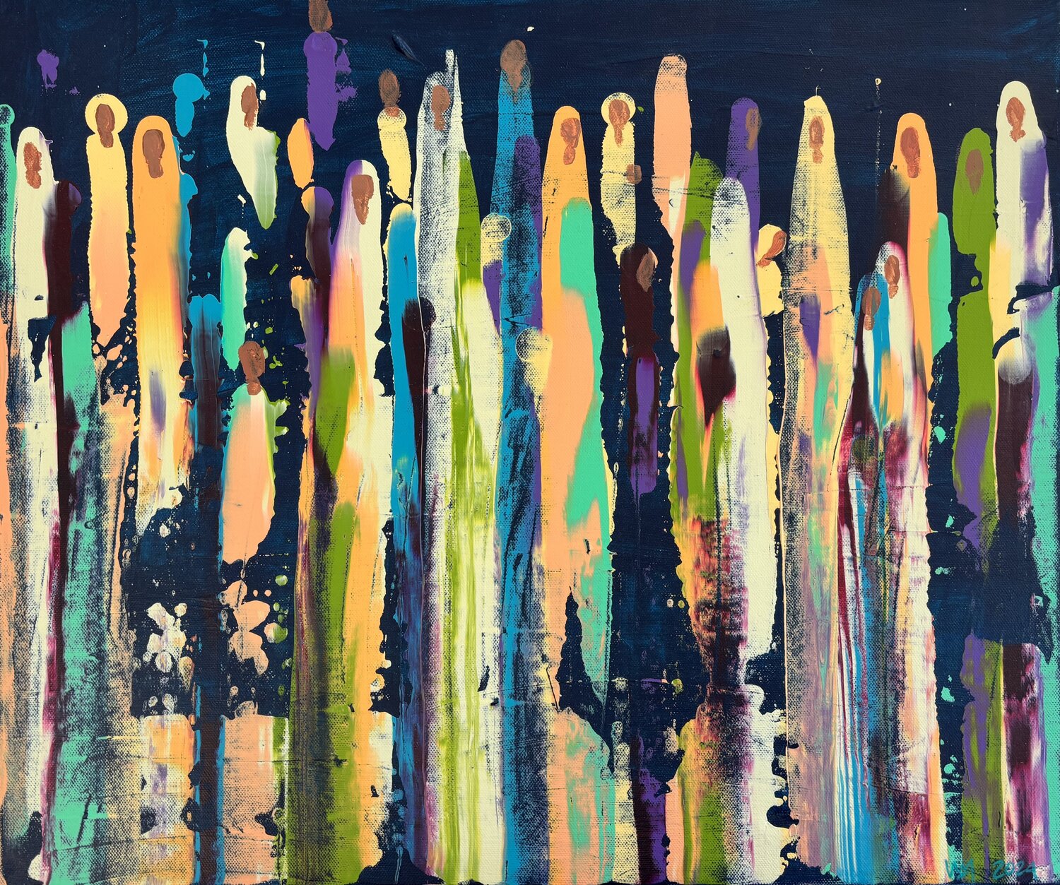 Friday Souq ii door Reem Mouasher (2024) : Schilderij Acryl op Canvas ...