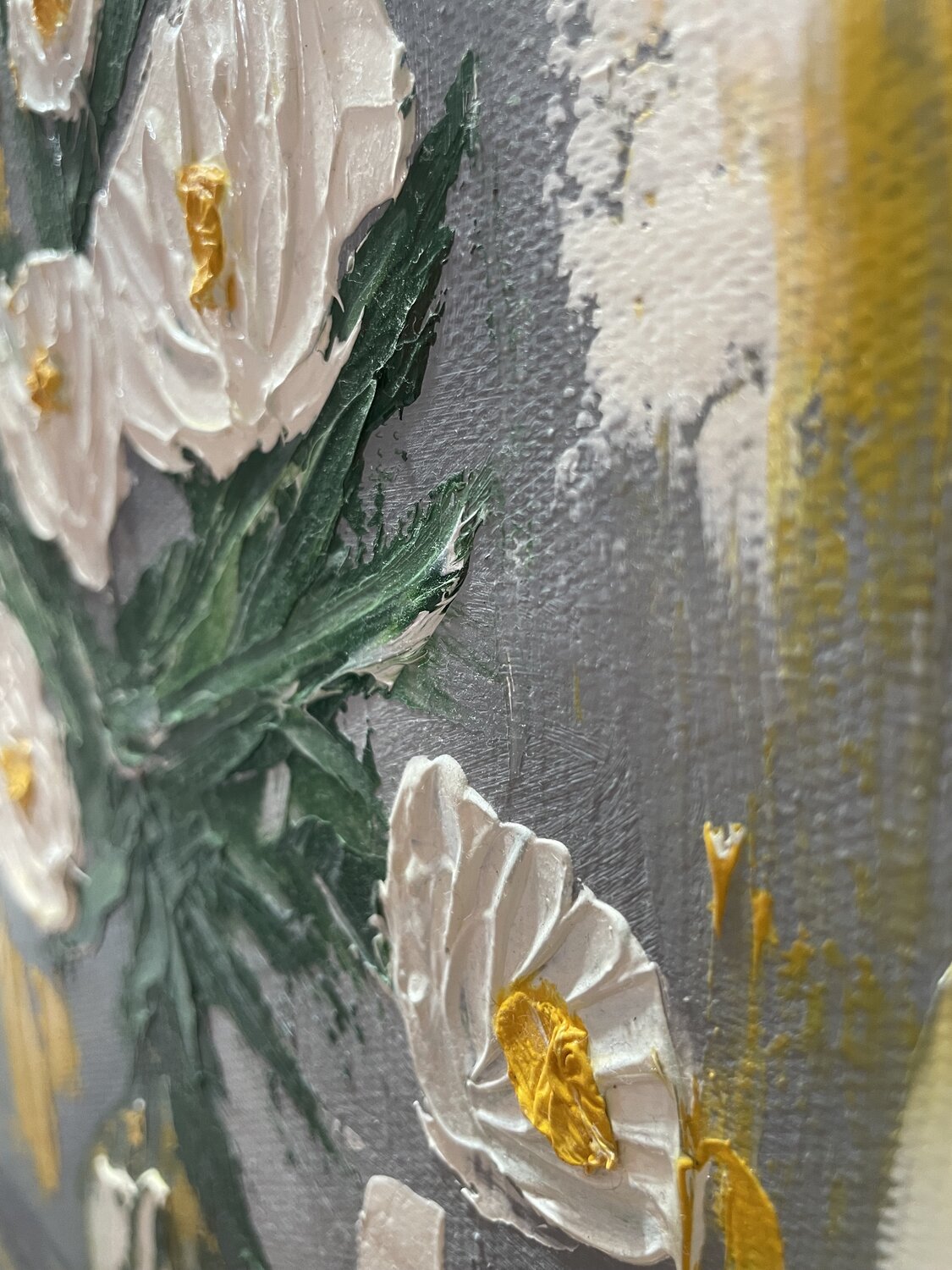 White flowers in a green vase by Tornike Otiashvili (2024) : Painting ...