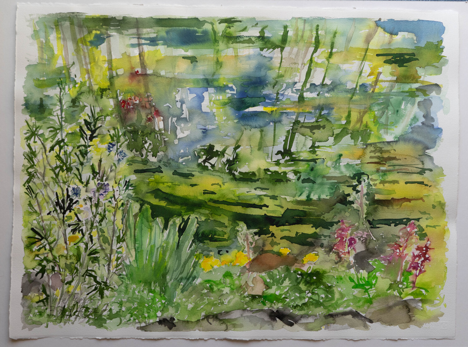 Am Teich im April de Ute Meyer (2022) : Peinture Aquarelle sur Papier - Singulart