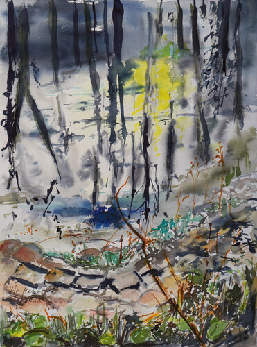 Einen Kaffee im Garten genießen by Ute Meyer (2022) : Painting ...