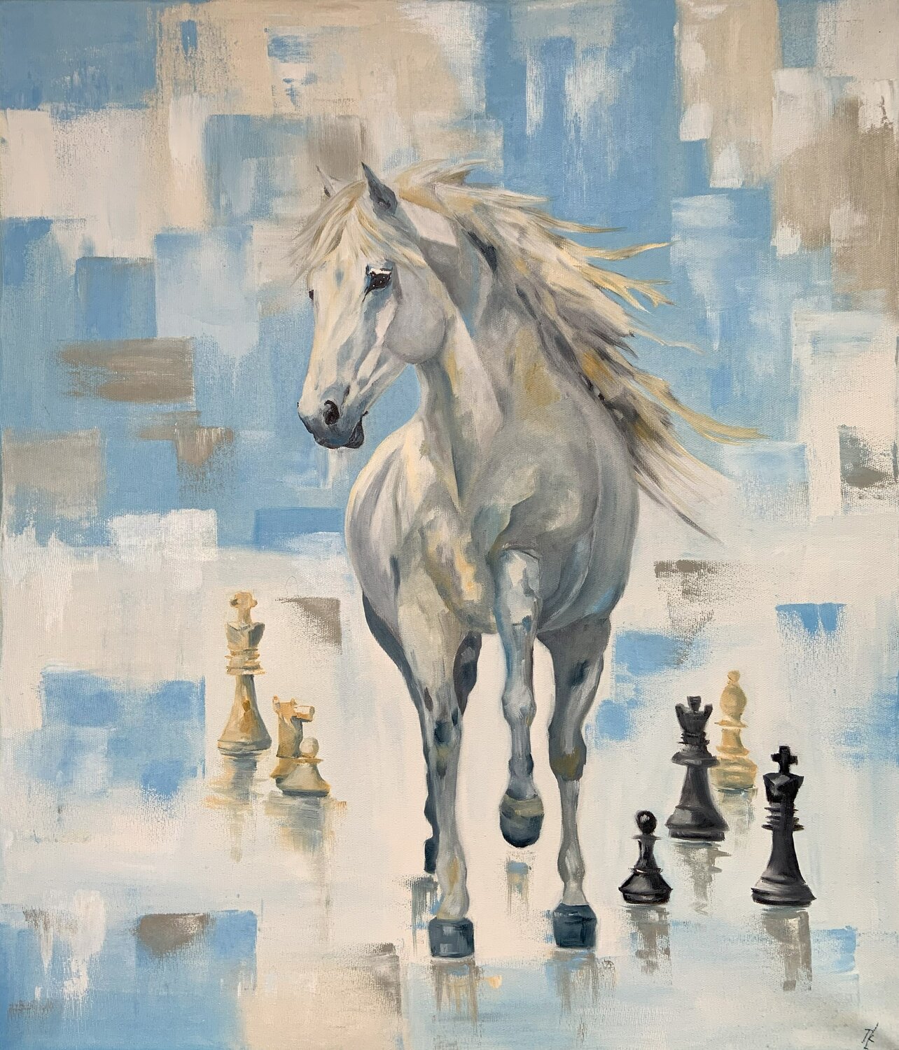 Knight`s move de Olga Tkachova (2023): Pintura Óleo en Lienzo - Singulart