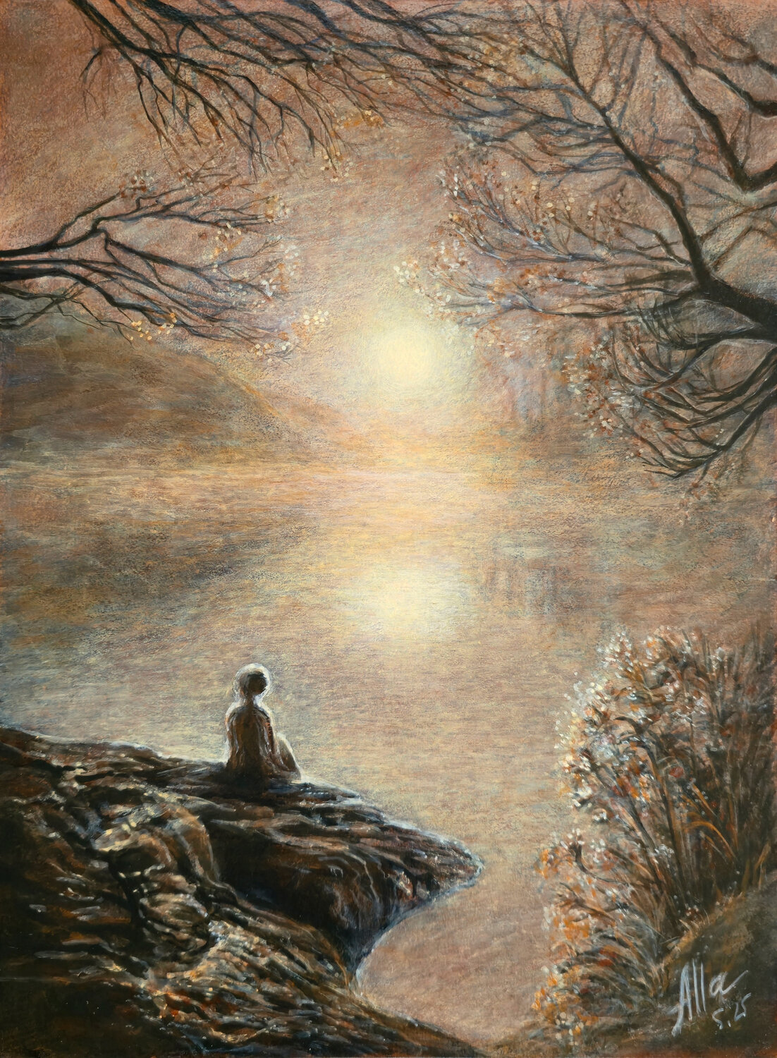 Watching the Sunrise – Romantic Symbolist Landscape de Alla Ostrovsky ...