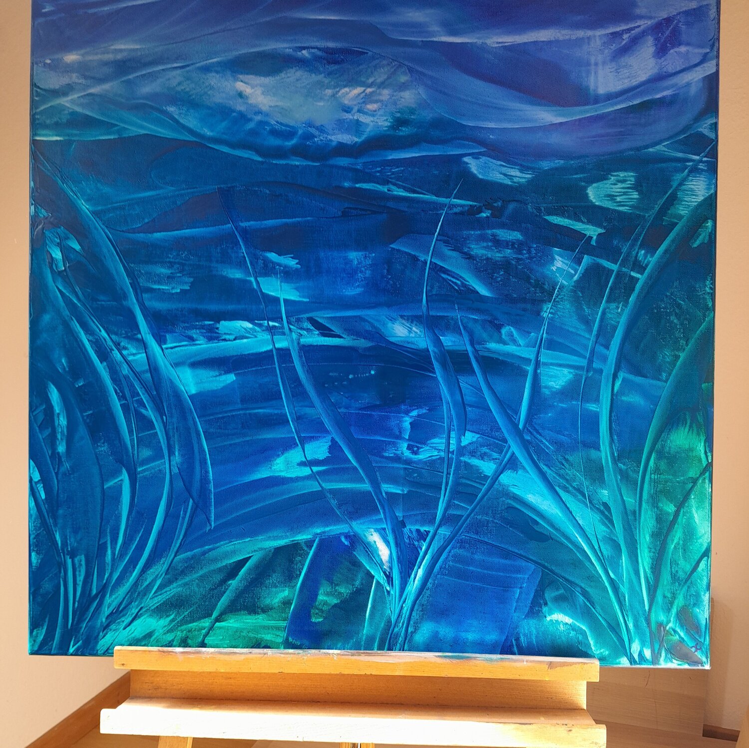 Wellenreiten de Karin Oppermann (2018): Pintura Cera en Lienzo - Singulart