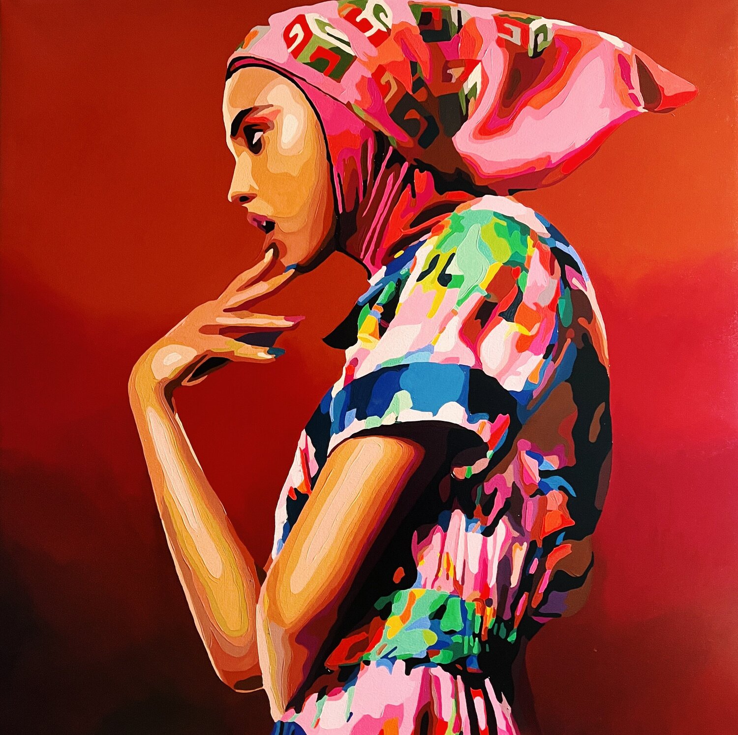 In the village von Nana Artamonova (2022): Malerei Öl auf Leinwand ...