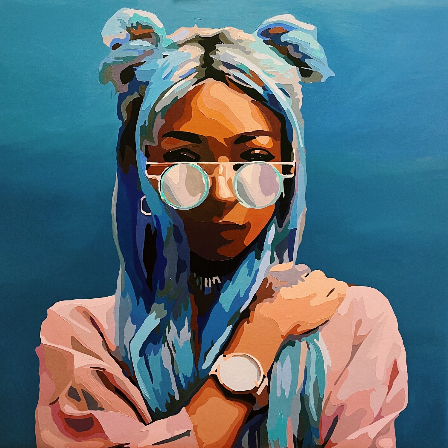 Tik Tok girl von Nana Artamonova (2023): Malerei Öl auf Leinwand ...