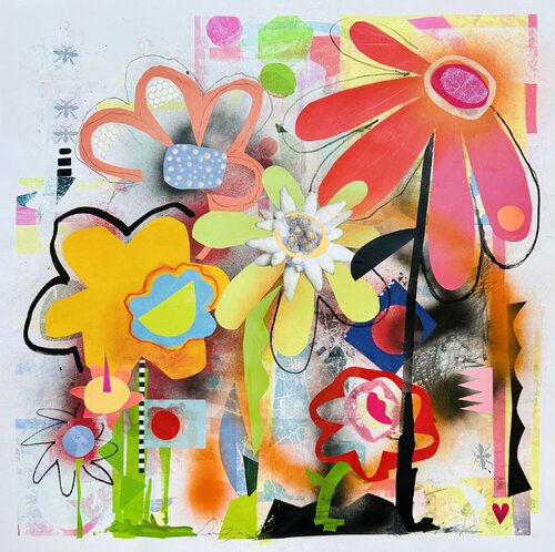 floral distortion door Kathy Dunaway (2025) : Werk op papier Acryl ...