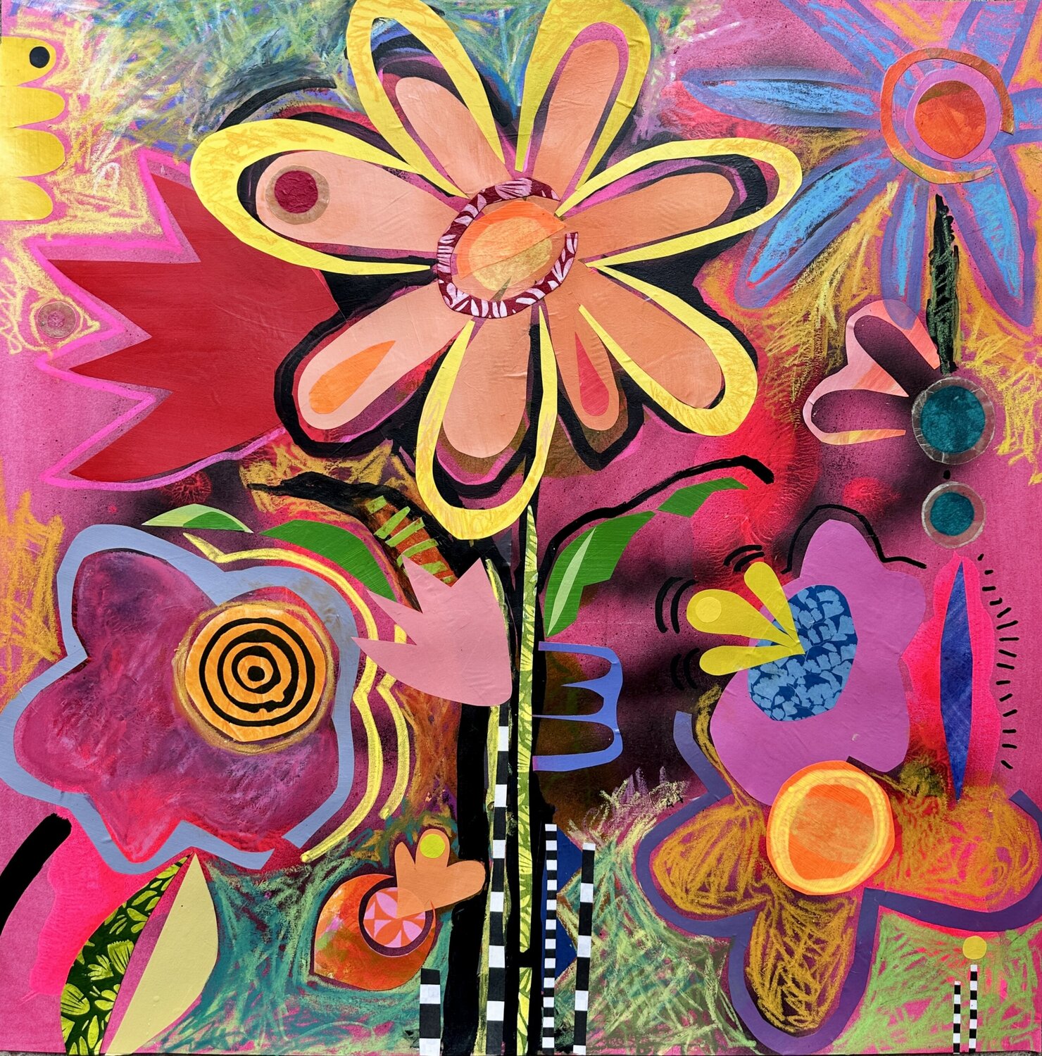 electric eden de Kathy Dunaway (2025): Obra en papel Acrílico, Collage en Papel - Singulart