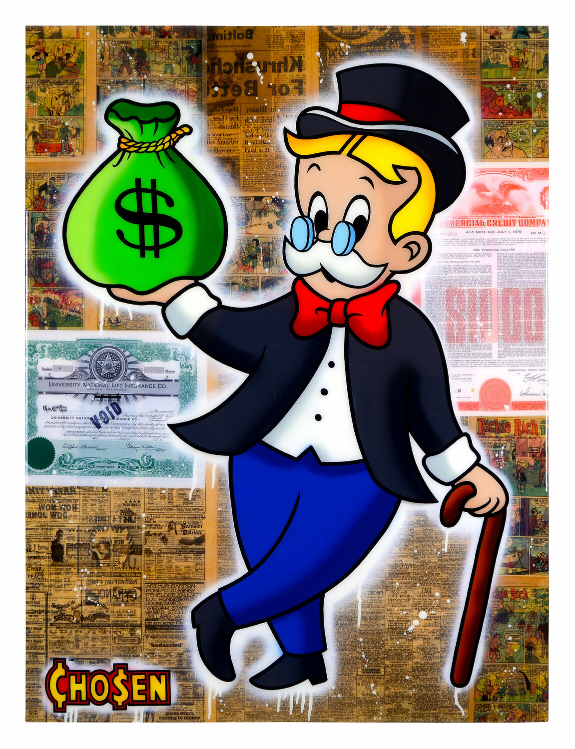 Monopoly Man Holding Money Bag