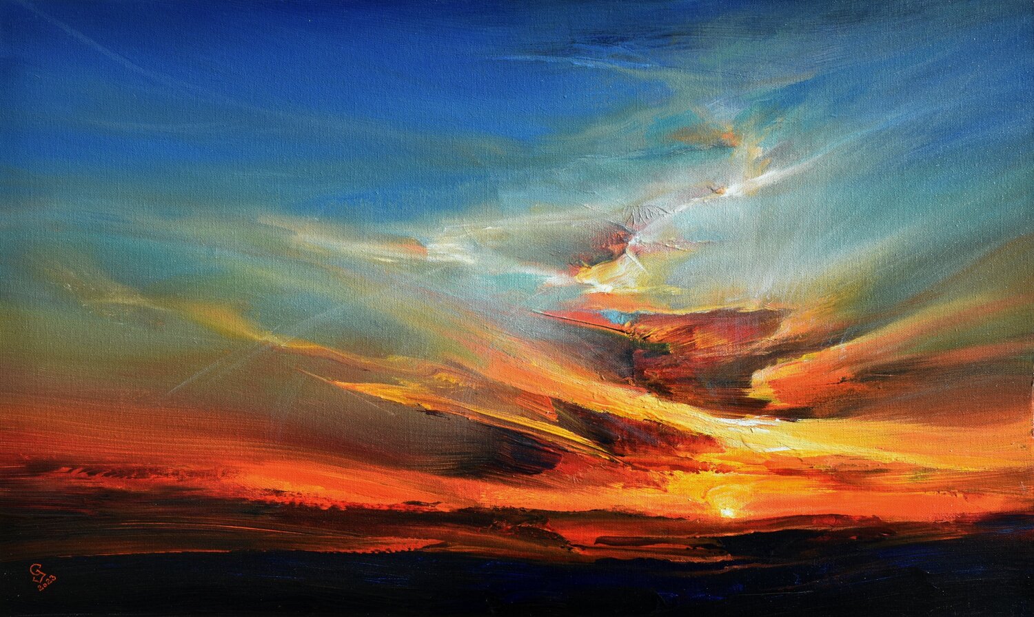 Evening Sky in a Blaze of Color by Ivan Grozdanovski (2023) : Painting ...