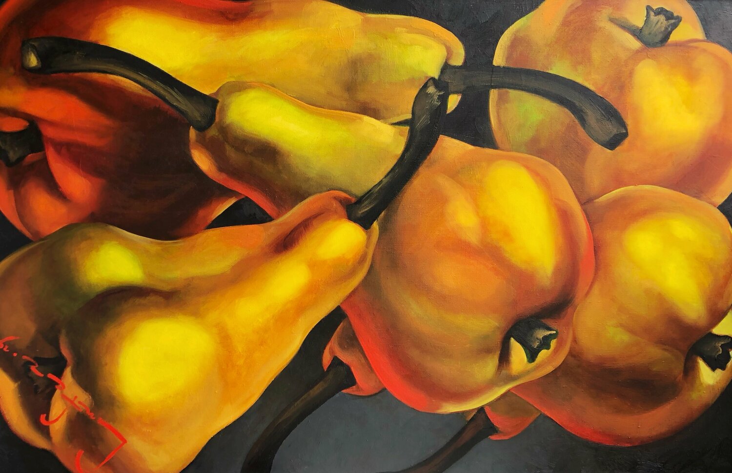 Large Pears #31 by Alexander Lufer (2019) : Painting Oil on Canvas ...