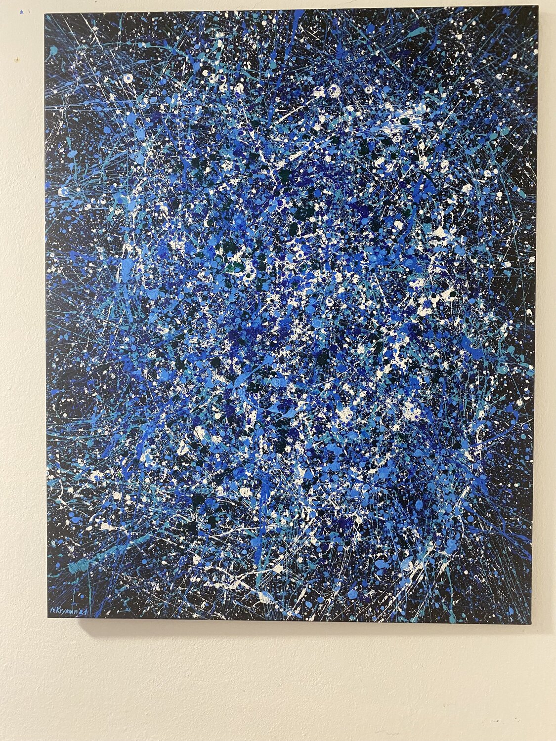 Blue Galaxy, minimalistic dripping abstraction Pollock’s Style by ...