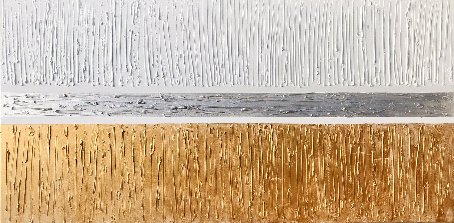 „Sunrise“ - 3D three-dimensional texture minimalistic gold silver white ...