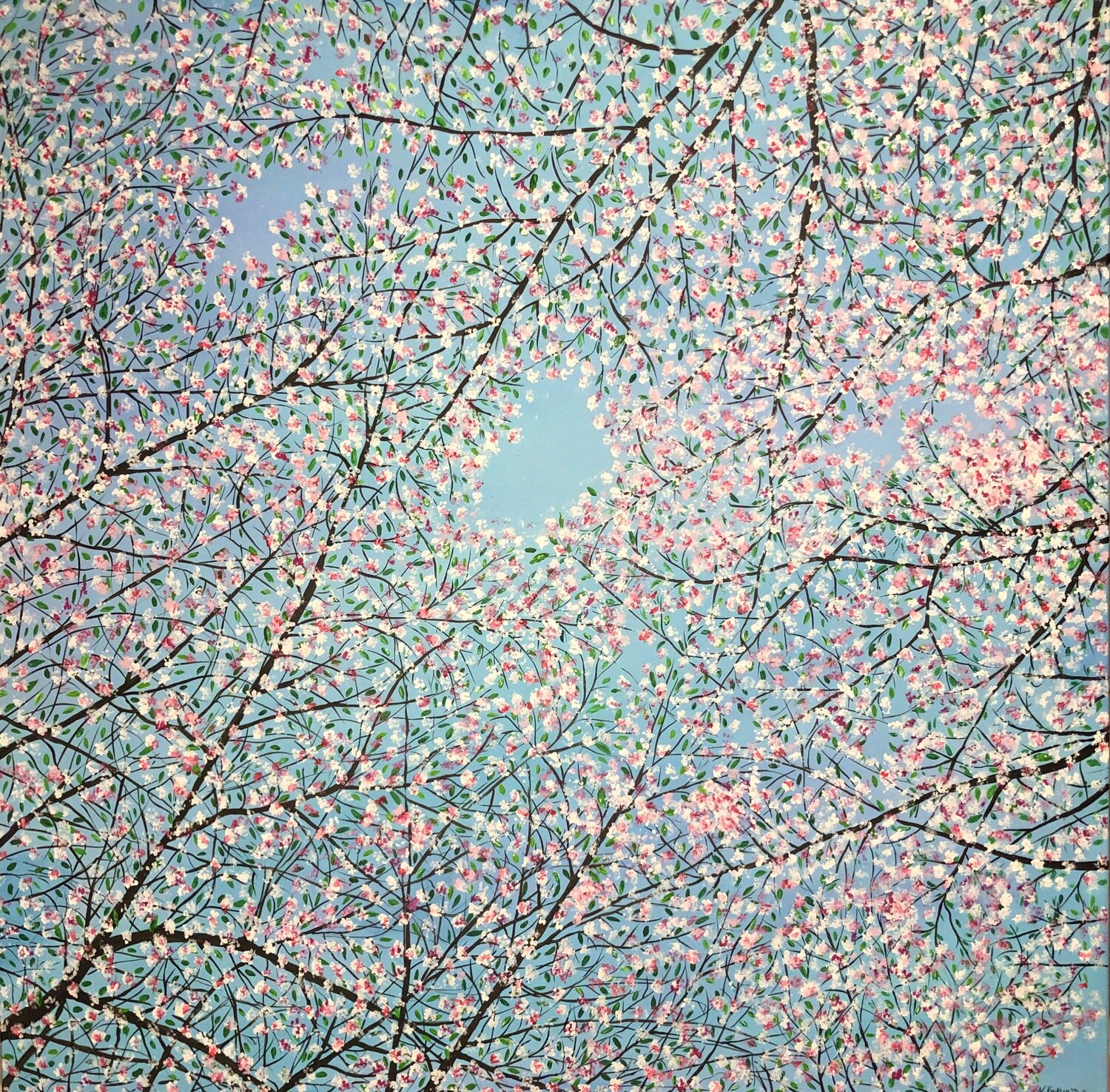 „Cherry blossom / Sakura Spring” flowers, spring blue, pink, botanical ...