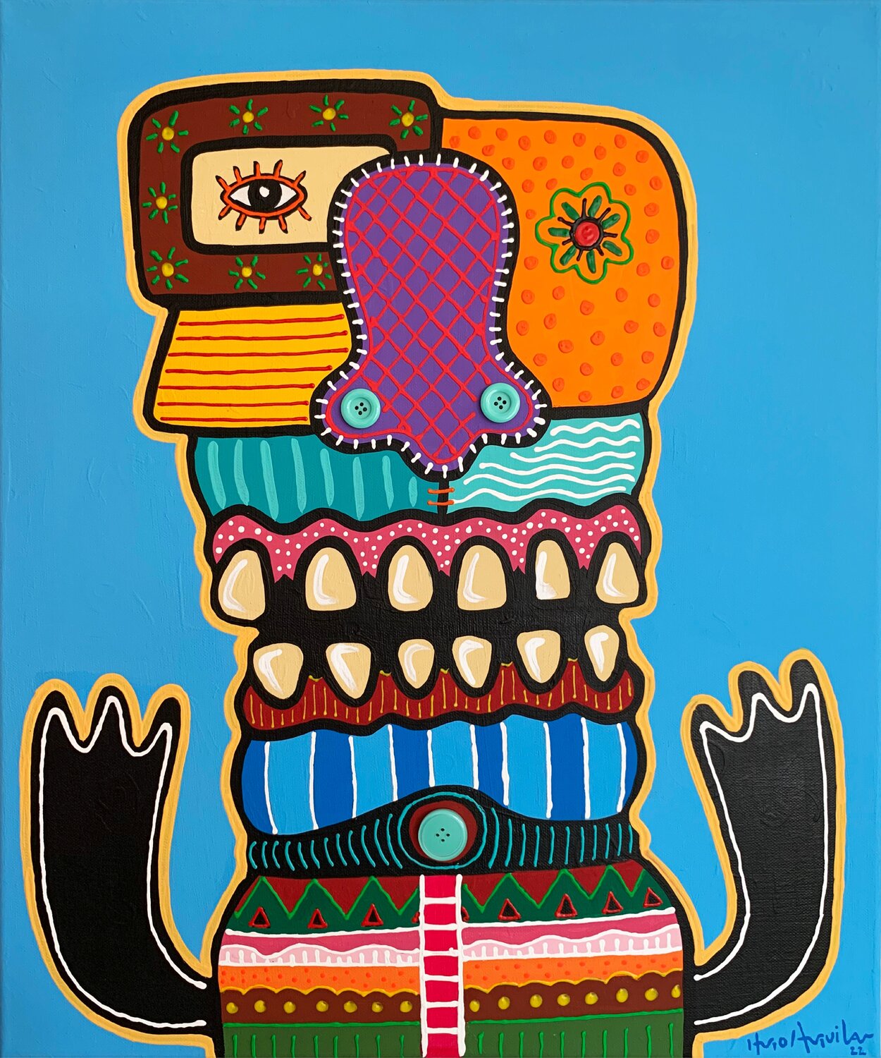 Calaveras #08 by Hugo Aguilar (2022) : Painting Acrylic, Resin on ...