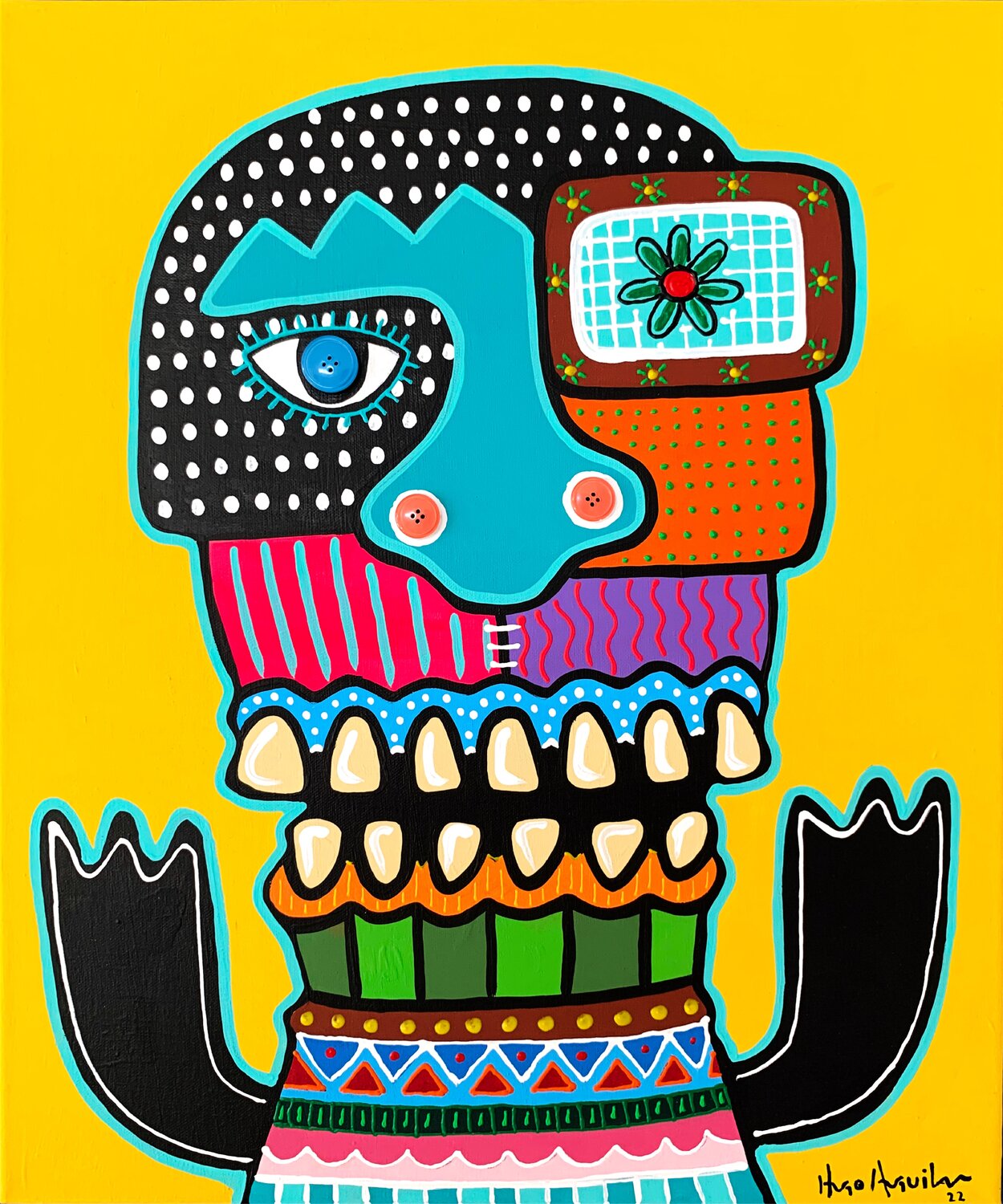 Calaveras #13 by Hugo Aguilar (2022) : Painting Acrylic, Resin on ...