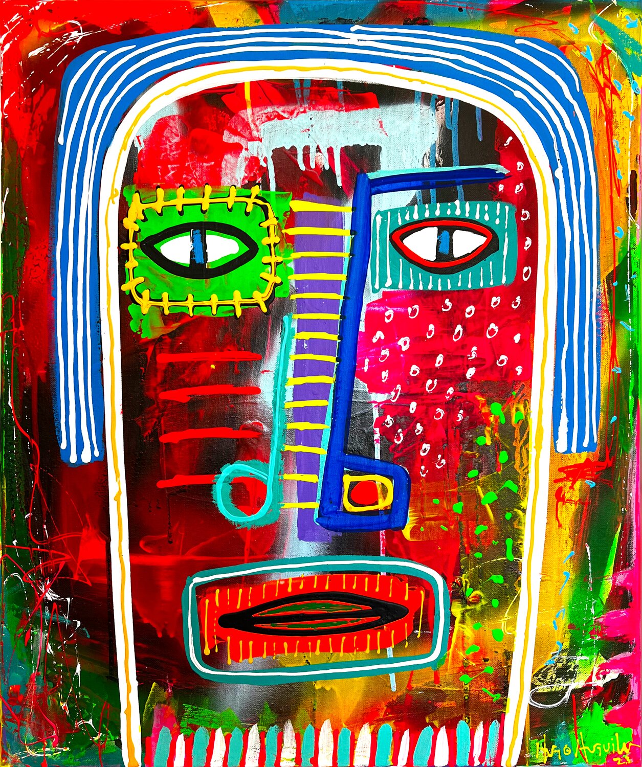 Neo-Primitive #17 by Hugo Aguilar (2023) : Painting Acrylic, Spray ...