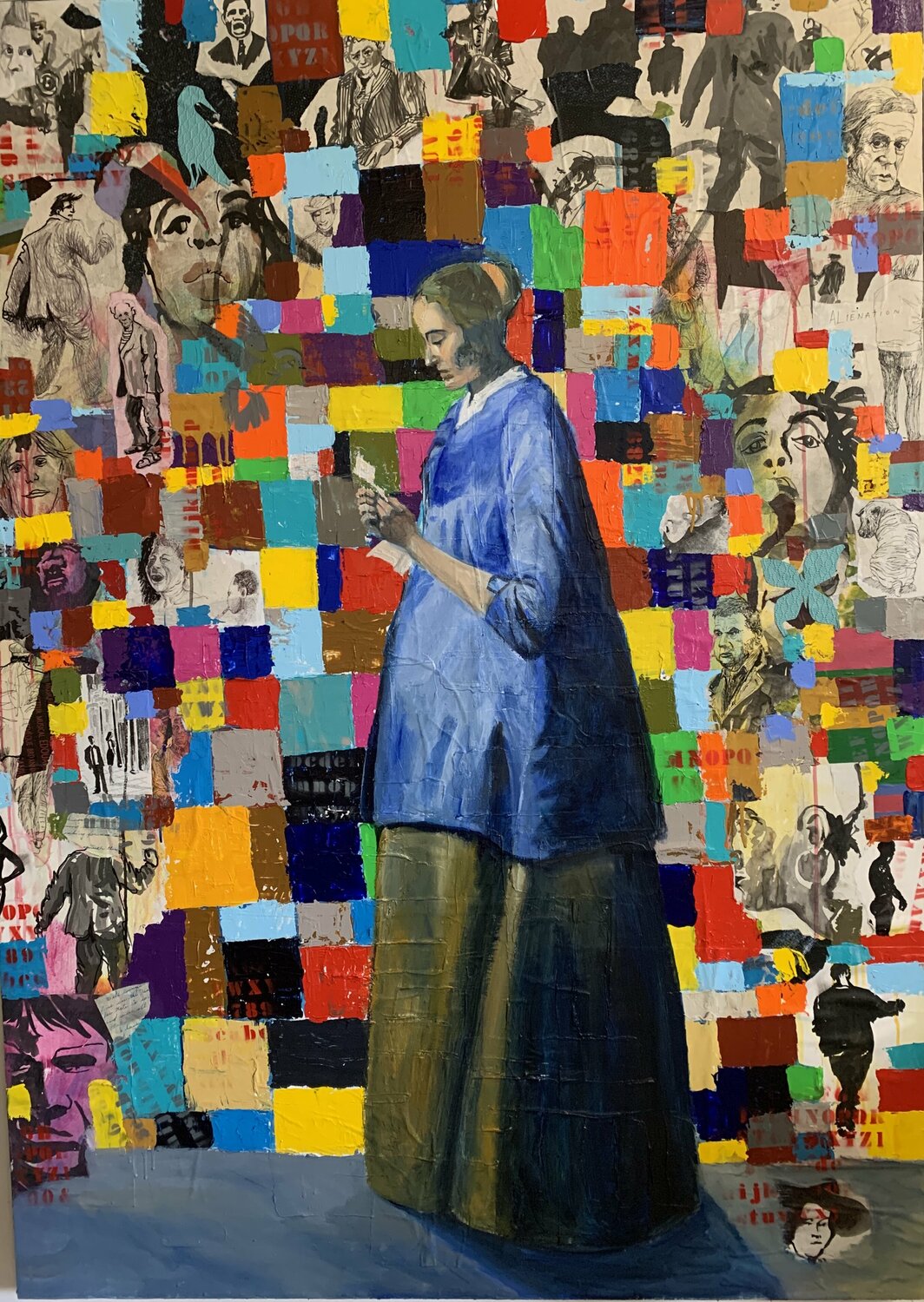 The letter von David Gista (2020): Malerei Acryl, Collage auf Leinwand ...