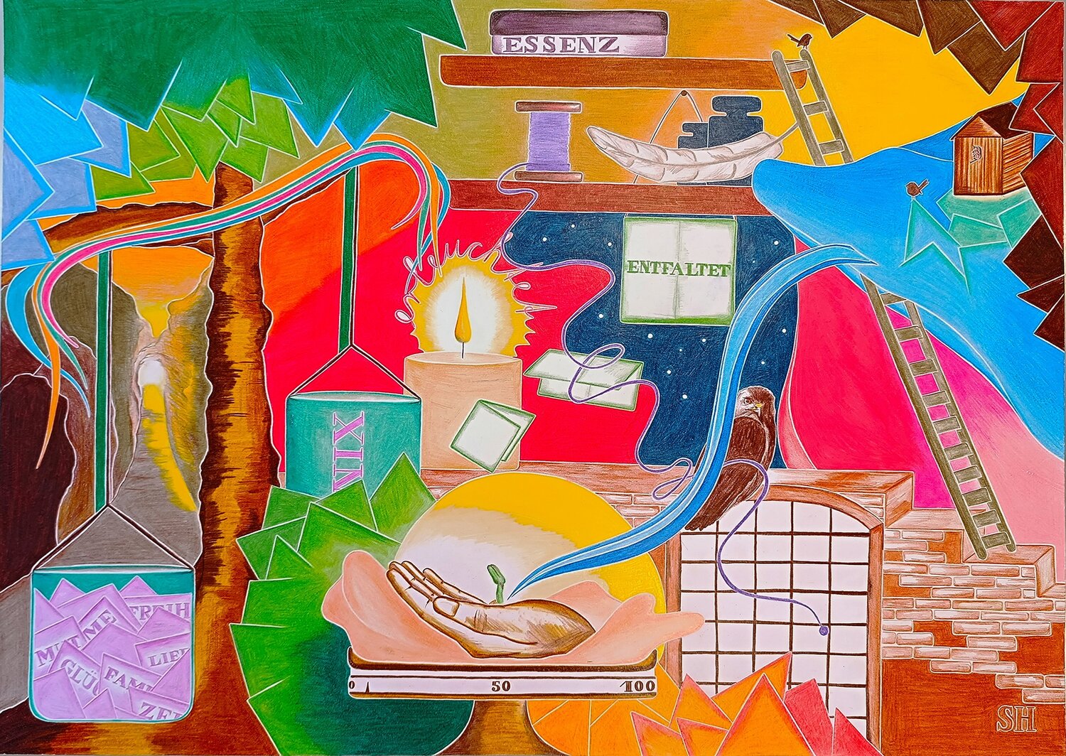 Wachstum de Sandra Haase (2025): Pintura Lápiz de color en Papel ...