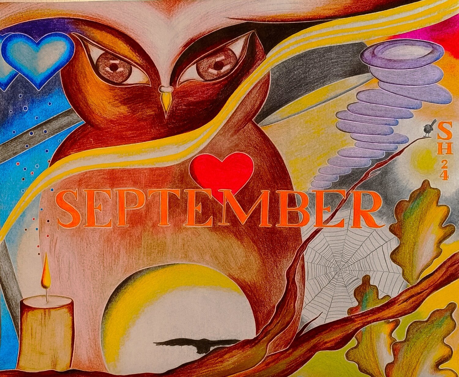 September de Sandra Haase (2024): Pintura Lápiz de color en Papel ...