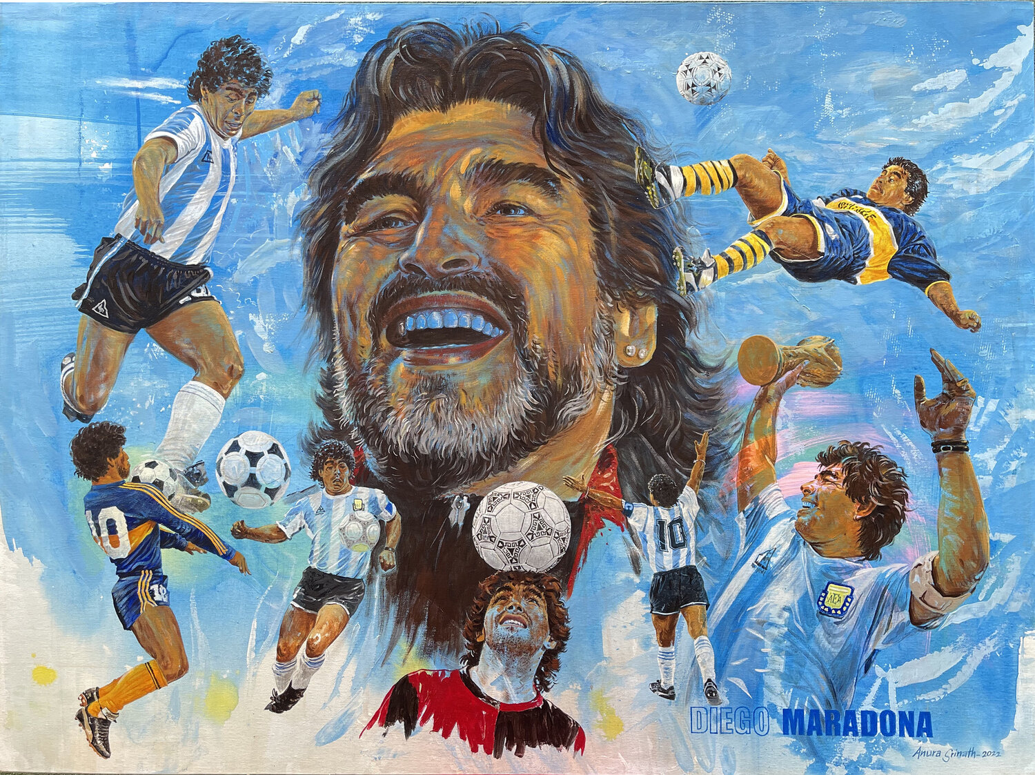 The Football Legend - Diego Maradona by Anura Srinath (2022) : Painting ...