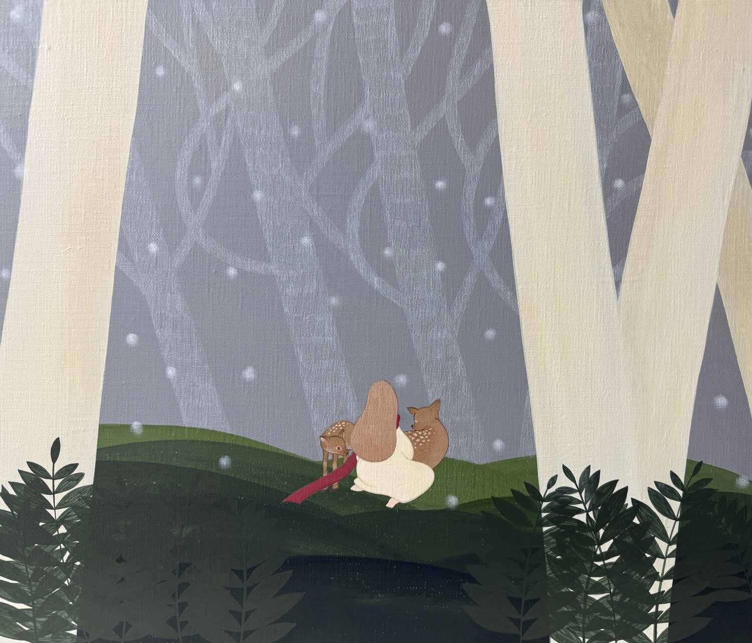 Night of the First Snowfall door Ahyoung Ryu (2025) : Schilderij Acryl op Canvas - Singulart