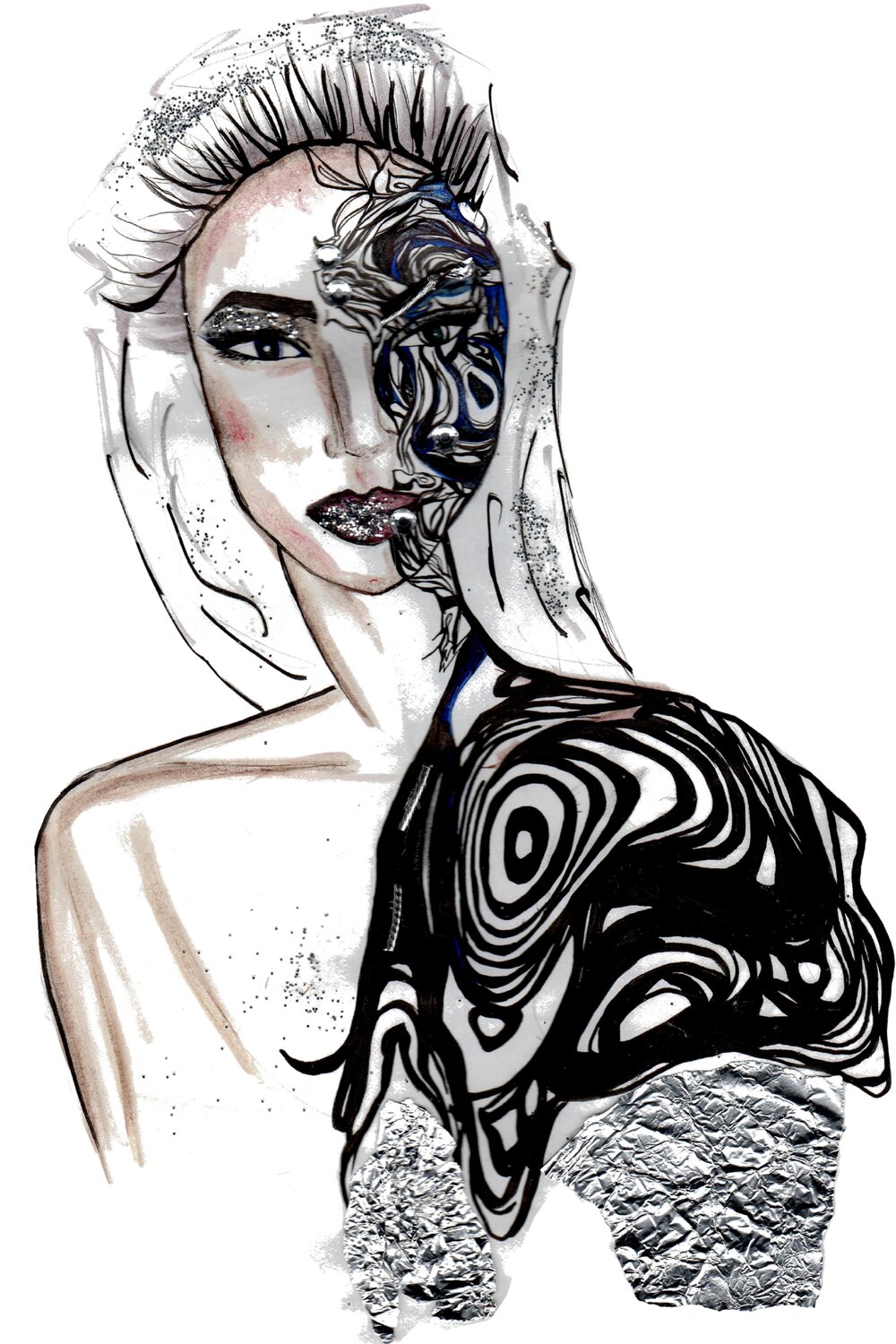 Amina — The Inked Muse Mixed Media on Fine-Art Print 0.005 Micron Pen ...