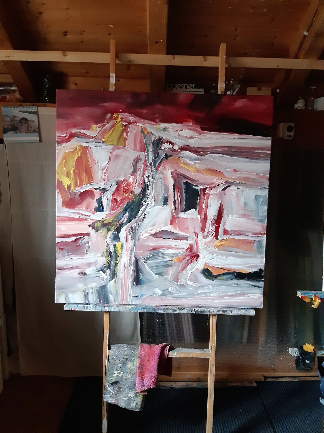Roter Himmel über dem Gletscher by Monika Lehmann (2023) : Painting ...