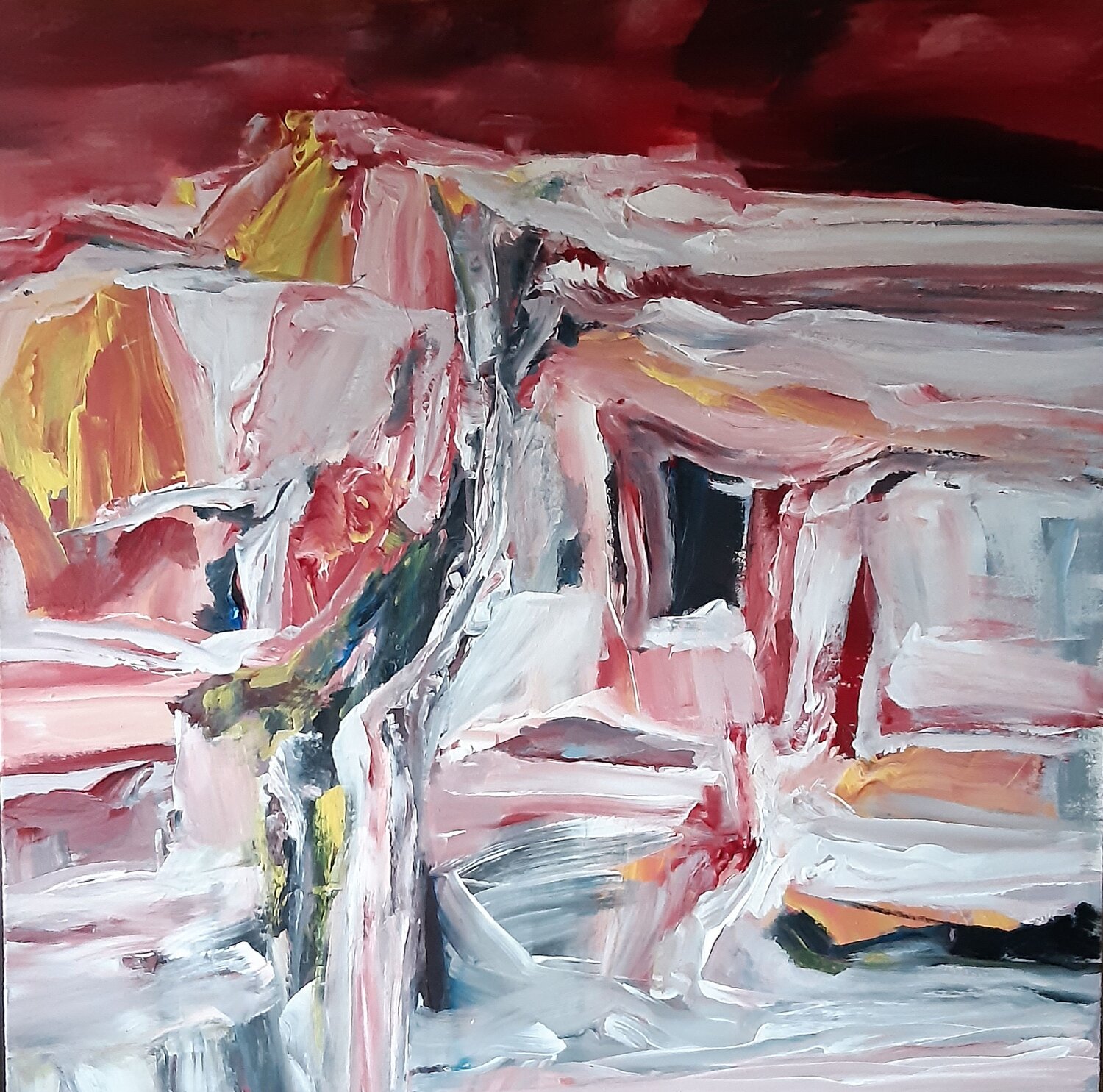 Roter Himmel über dem Gletscher by Monika Lehmann (2023) : Painting ...